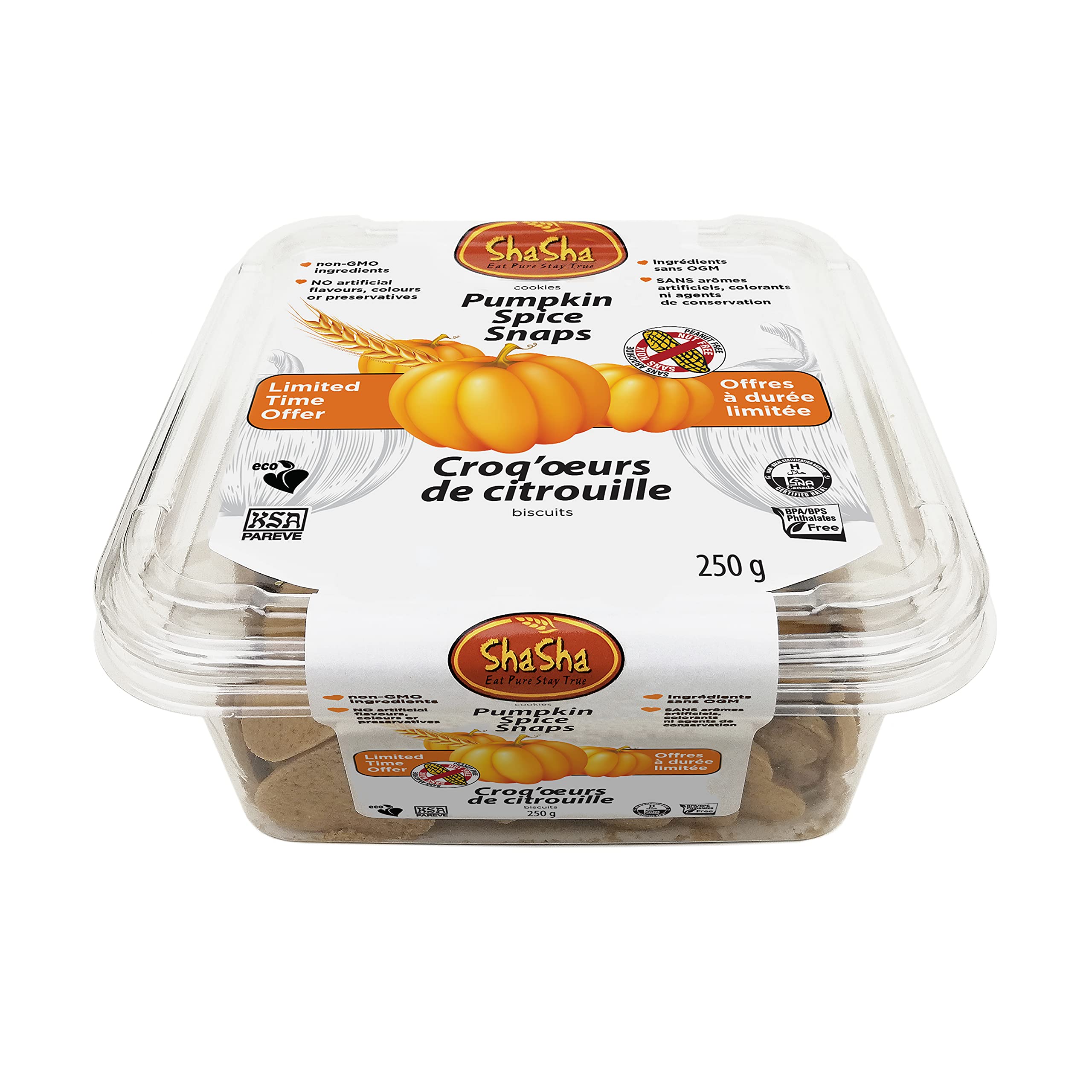 ShaSha Pumpkin Spice Snap Cookies, 250 gram : Amazon.ca: Grocery ...