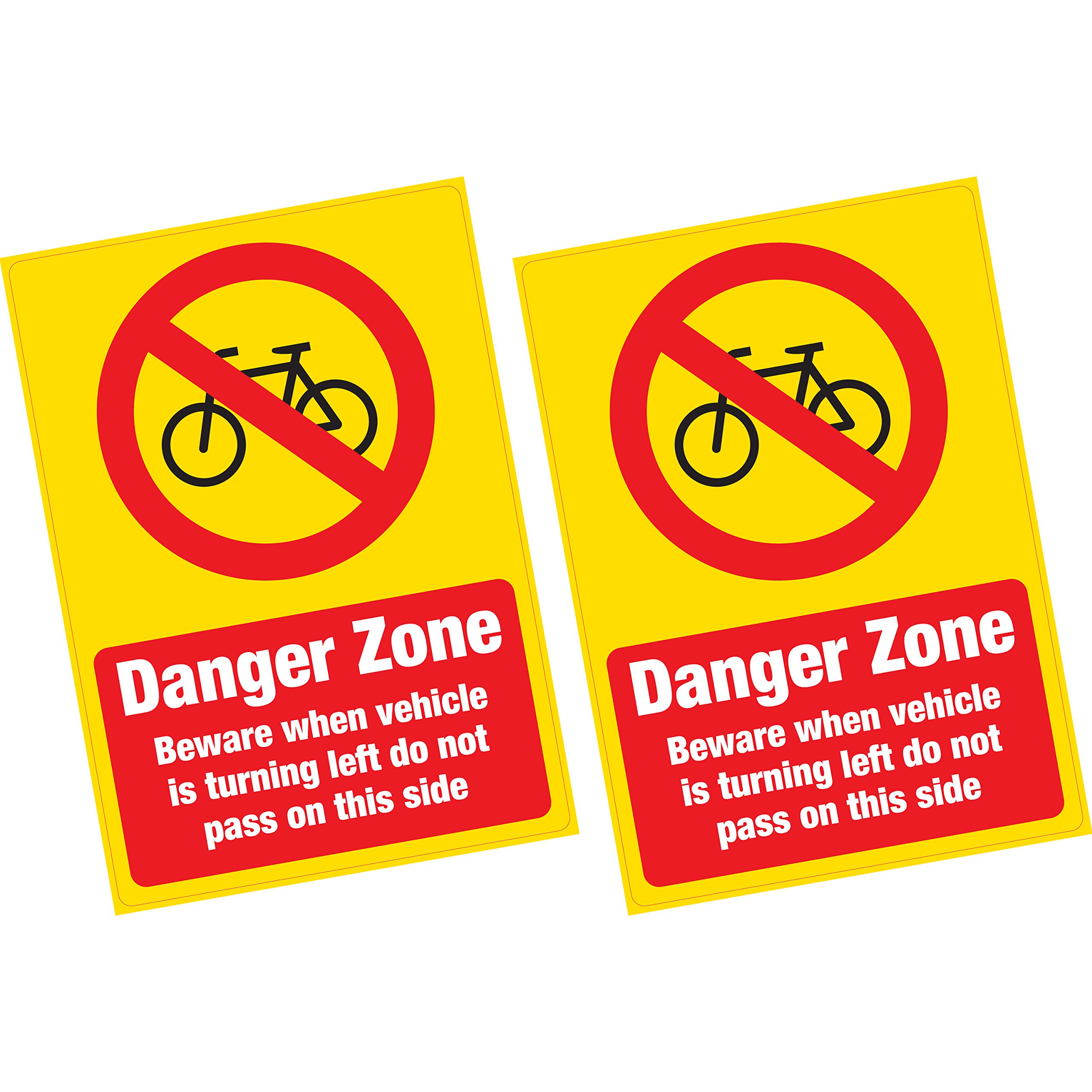 2 x Danger Zone Cyclist Beware Warning Vinyl Sticker HGV Lorry Van ...
