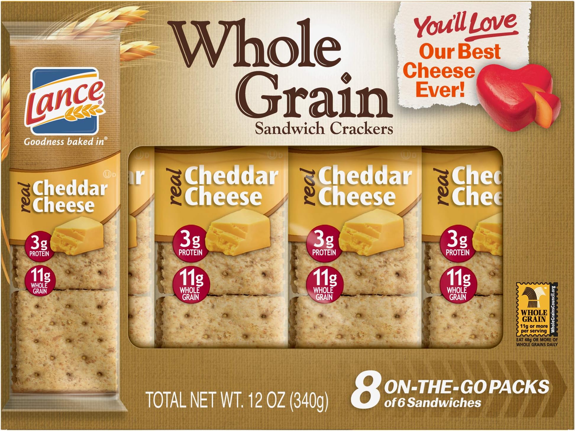 Amazon.com: Lance Whole Grain Cheddar Cheese Crackers - 3 Boxes of 8 ...