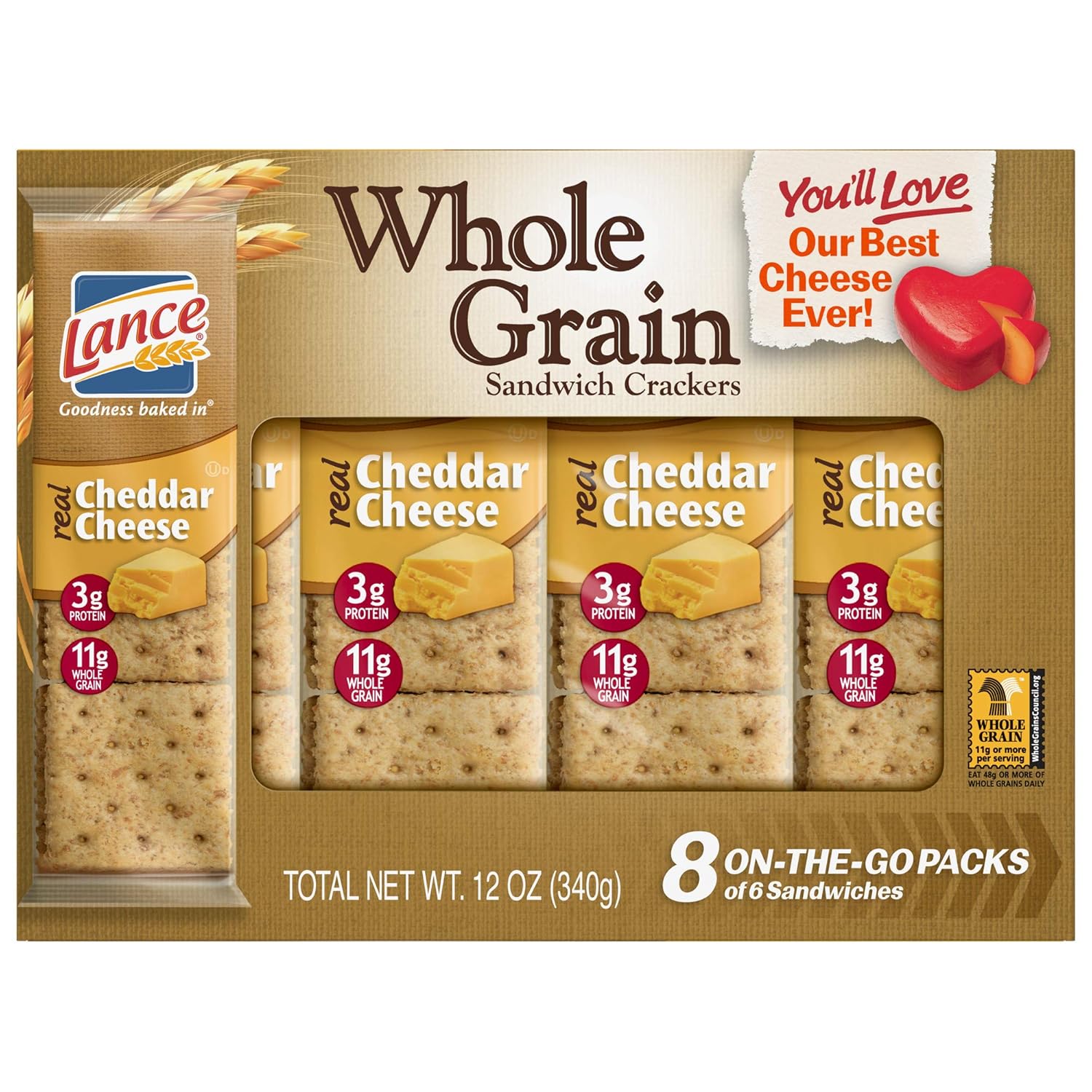 Amazon.com: Lance Whole Grain Cheddar Cheese Crackers - 3 Boxes of 8 ...