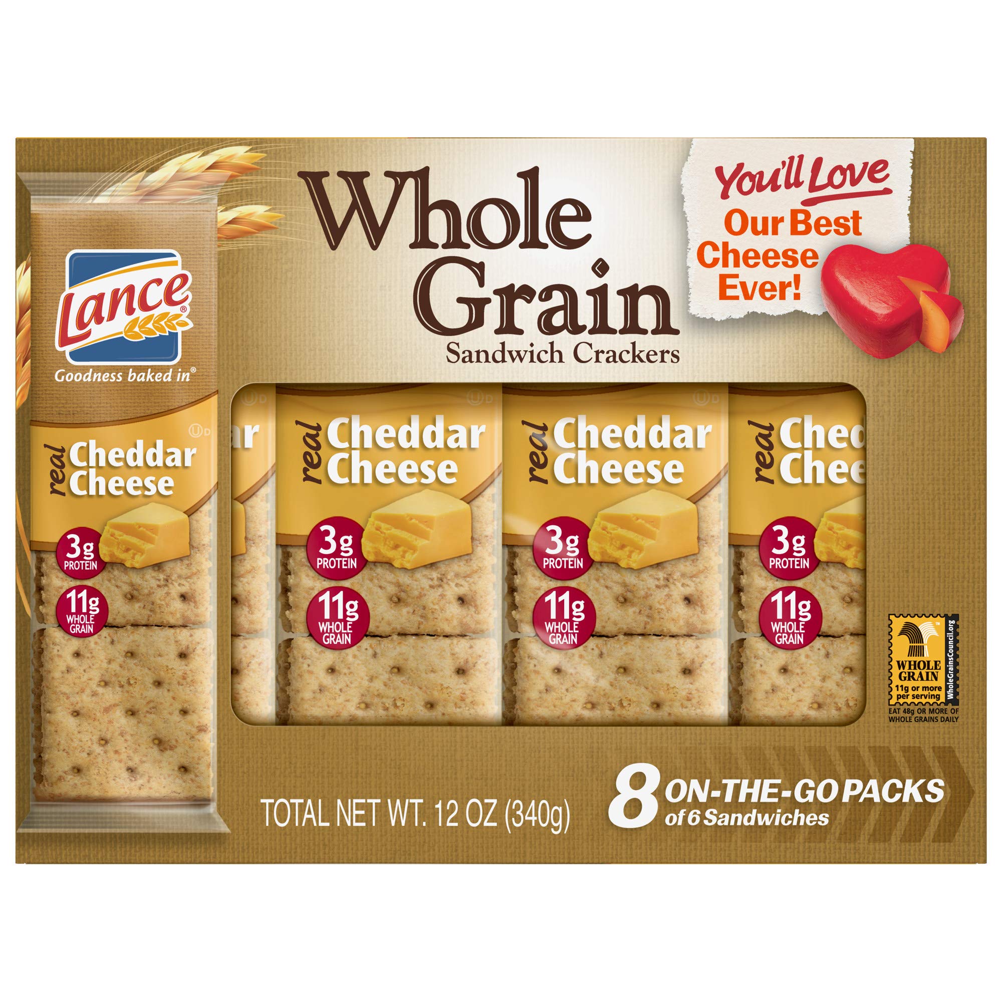 Amazon.com: Lance Whole Grain Cheddar Cheese Crackers - 3 Boxes of 8 ...