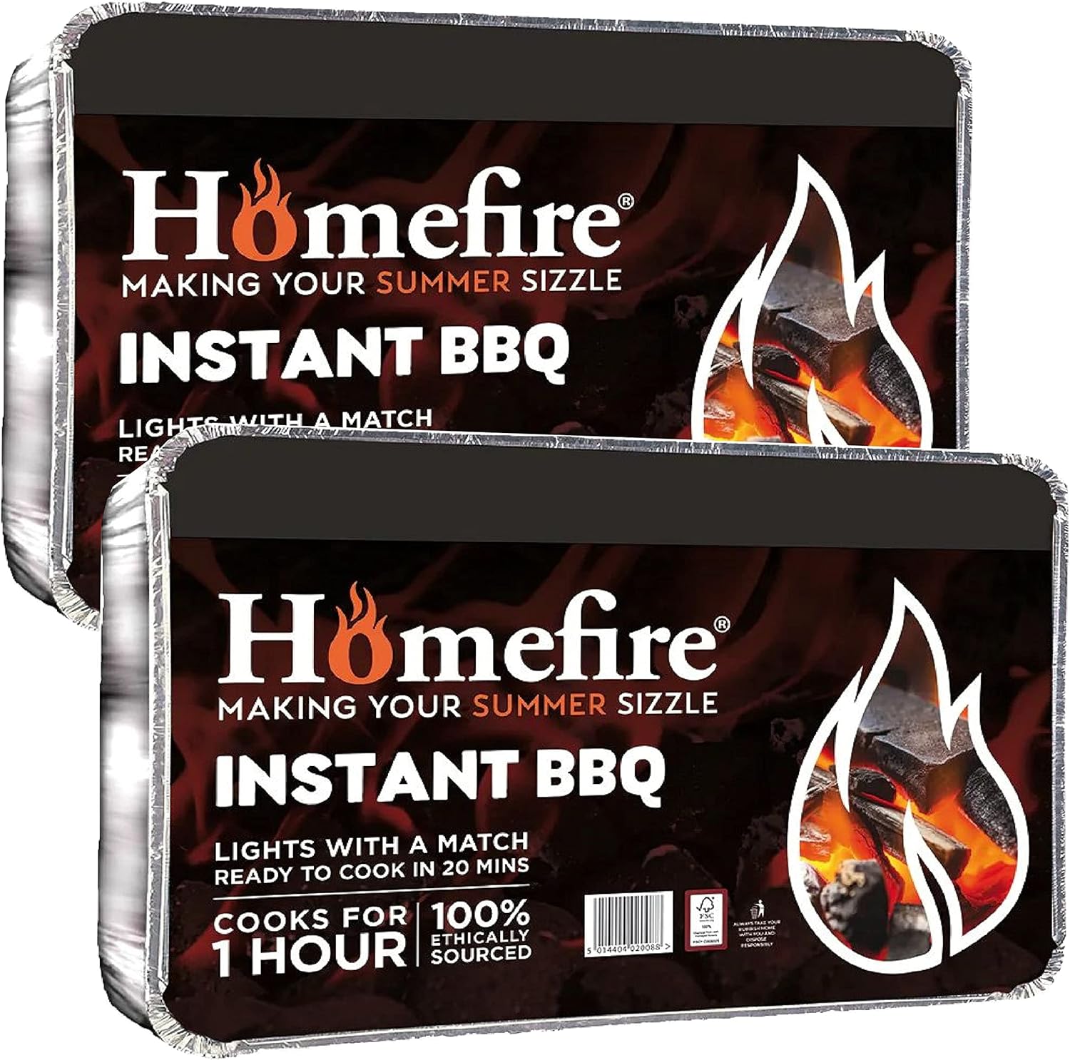 TOPLINE Homefire Instant BBQ Disposable Tray - Pack of 2 Party Size ...