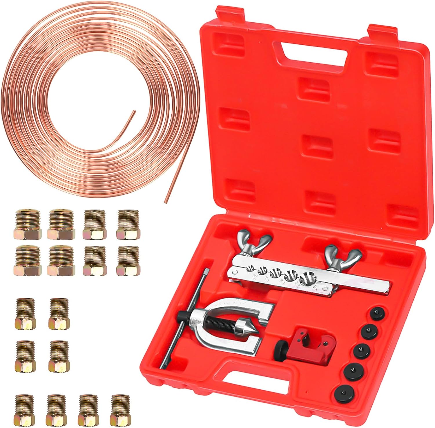 Swpeet 30Pcs in Set Copper Coated Brake Line Kit, Brake Line with ...