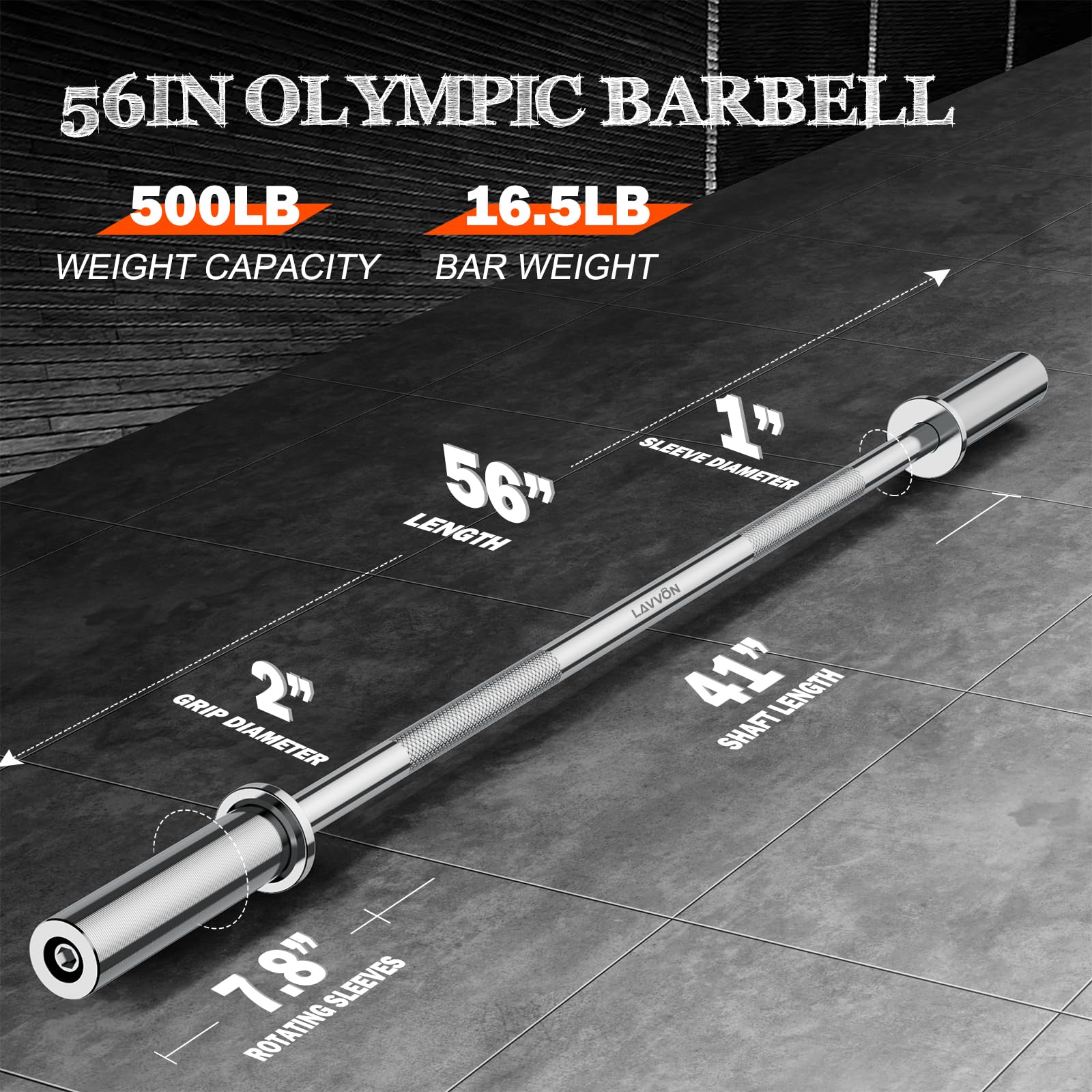 Snapklik.com : 56" Olympic Barbell Bar, 2" Standard Straight Barbell ...