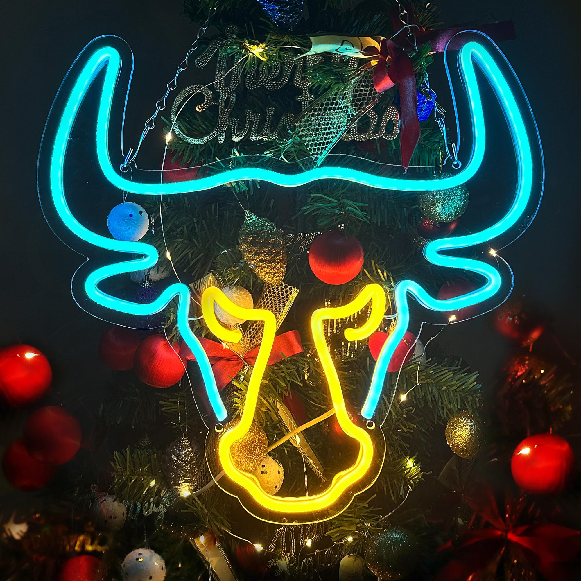 Amazon.com: Eufrozy Cow Neon Signs for Wall Decor, 15.7" Blue Bull ...