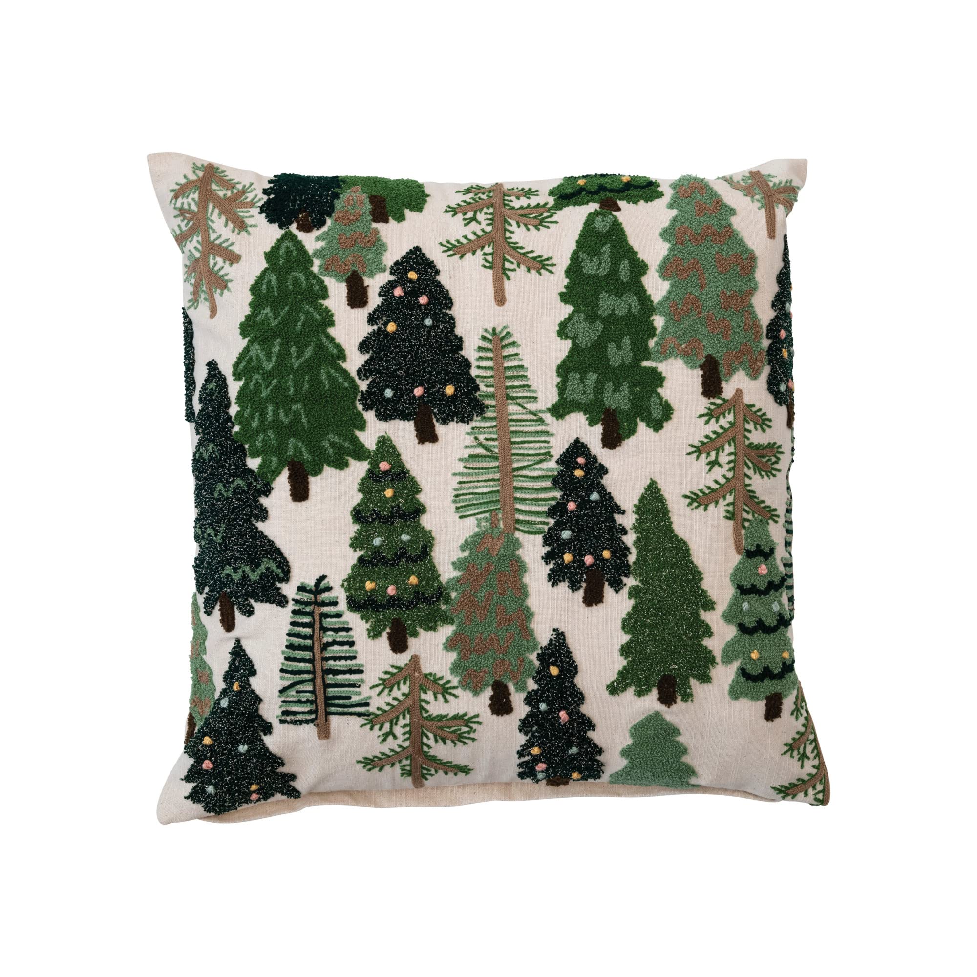 Amazon.com: Creative Co-Op 20" Square Cotton Slub Embroidered Pillow w ...