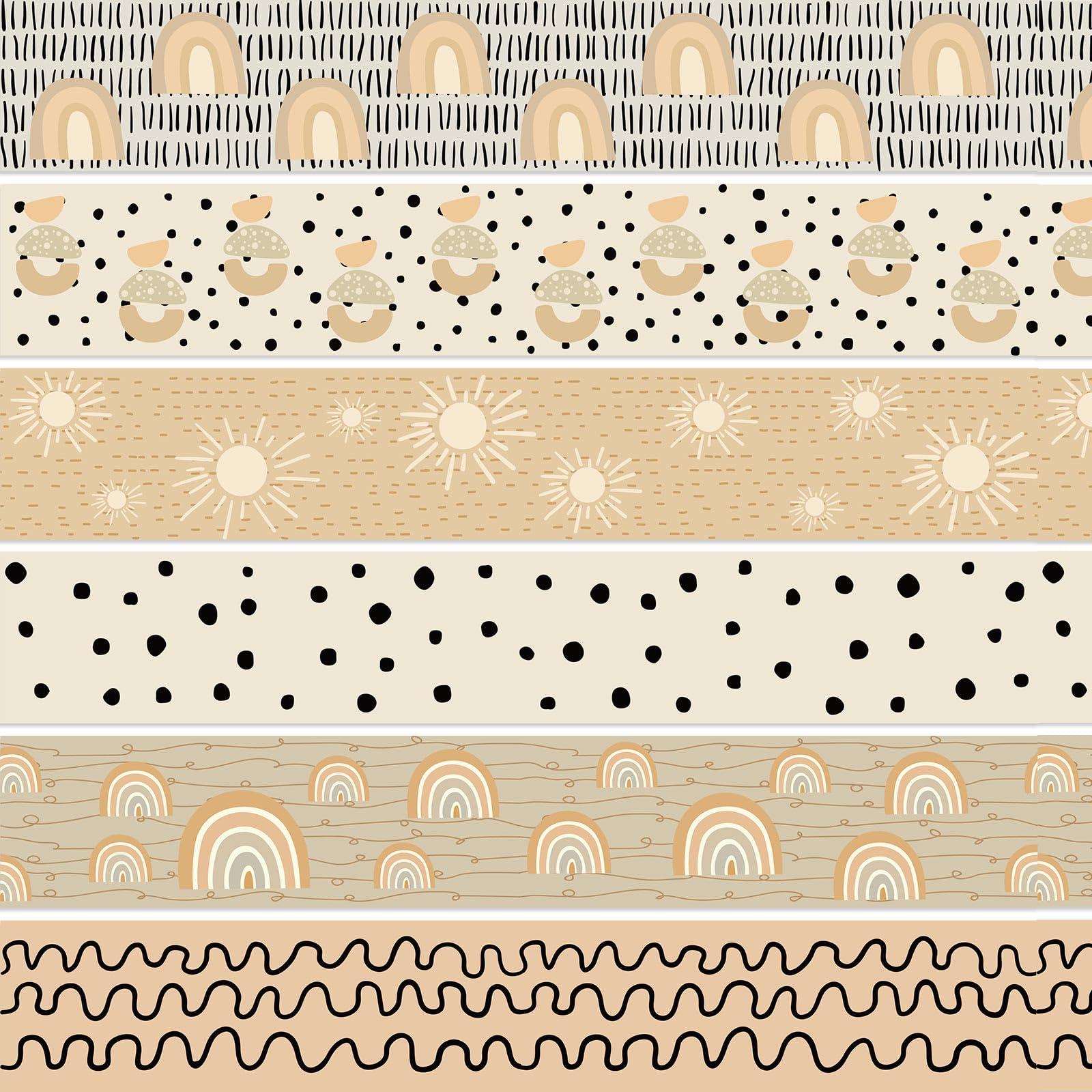 Amazon.com: AnyDesign 69Ft Boho Bulletin Board Borders Retro Beige ...