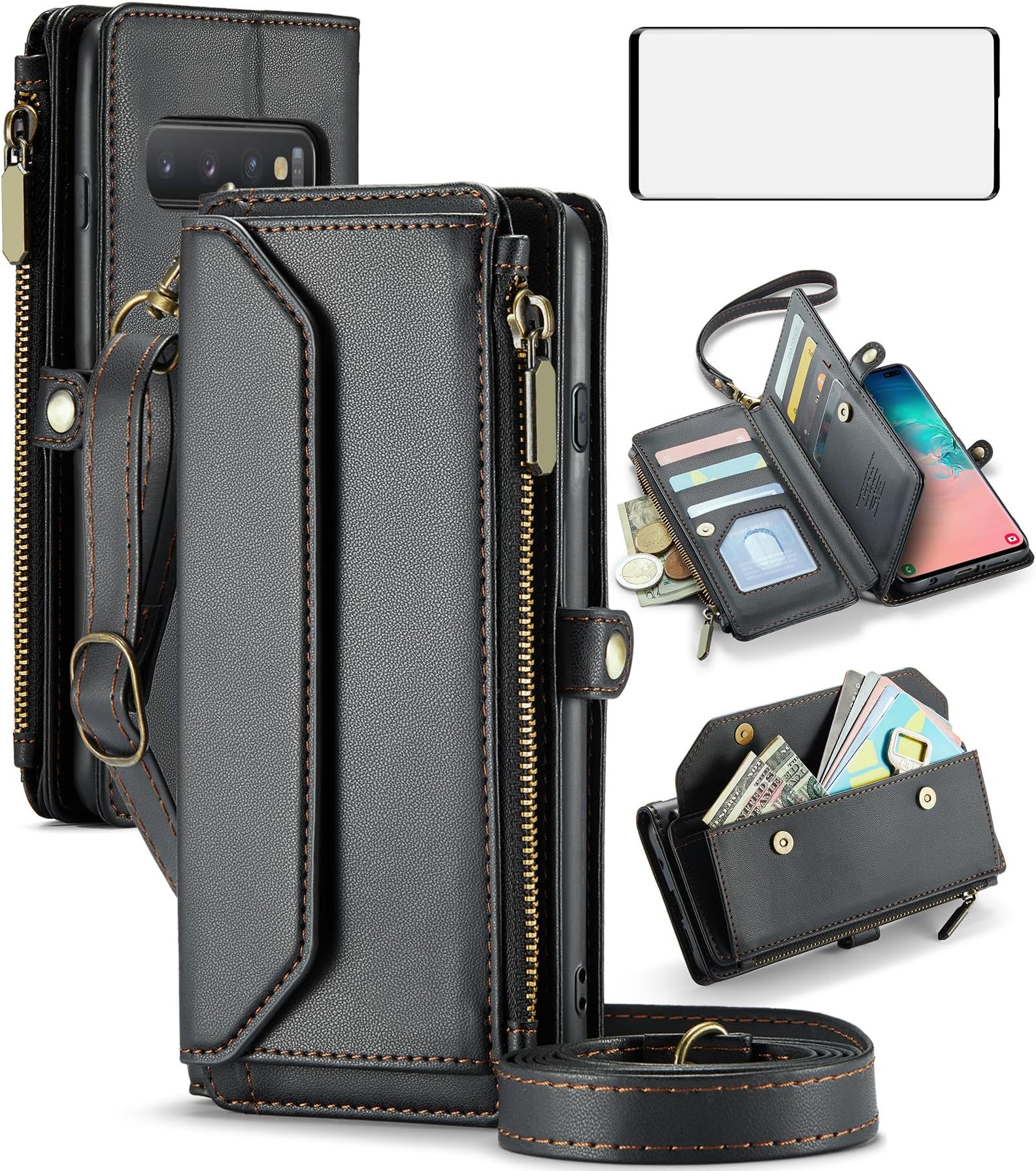 Amazon.com: Asuwish Phone Case for Samsung Galaxy S10 Zipper Wallet ...