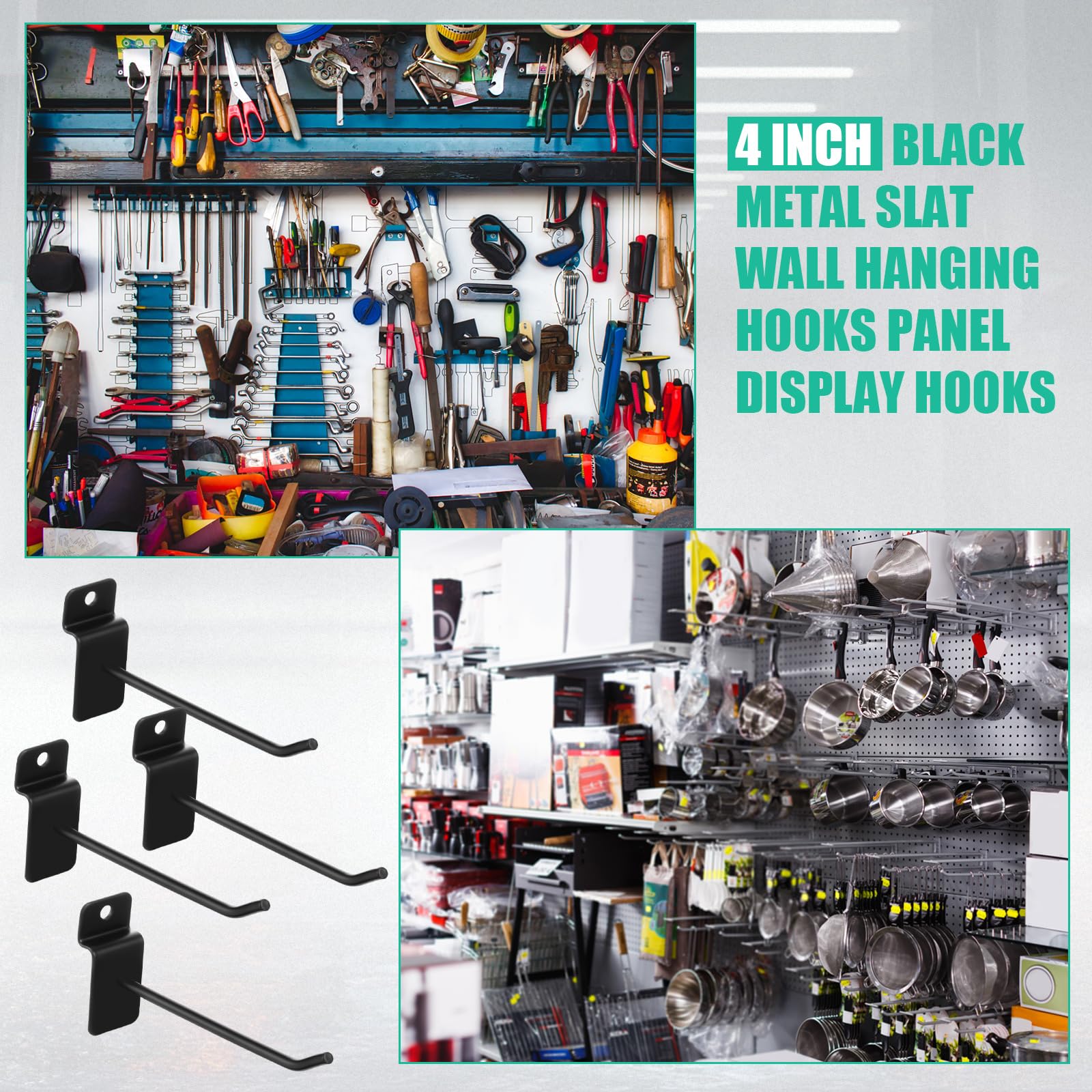 Snapklik.com : Yaocom 200 Pcs Slatwall Hooks Bulk Metal Hanging Panel ...