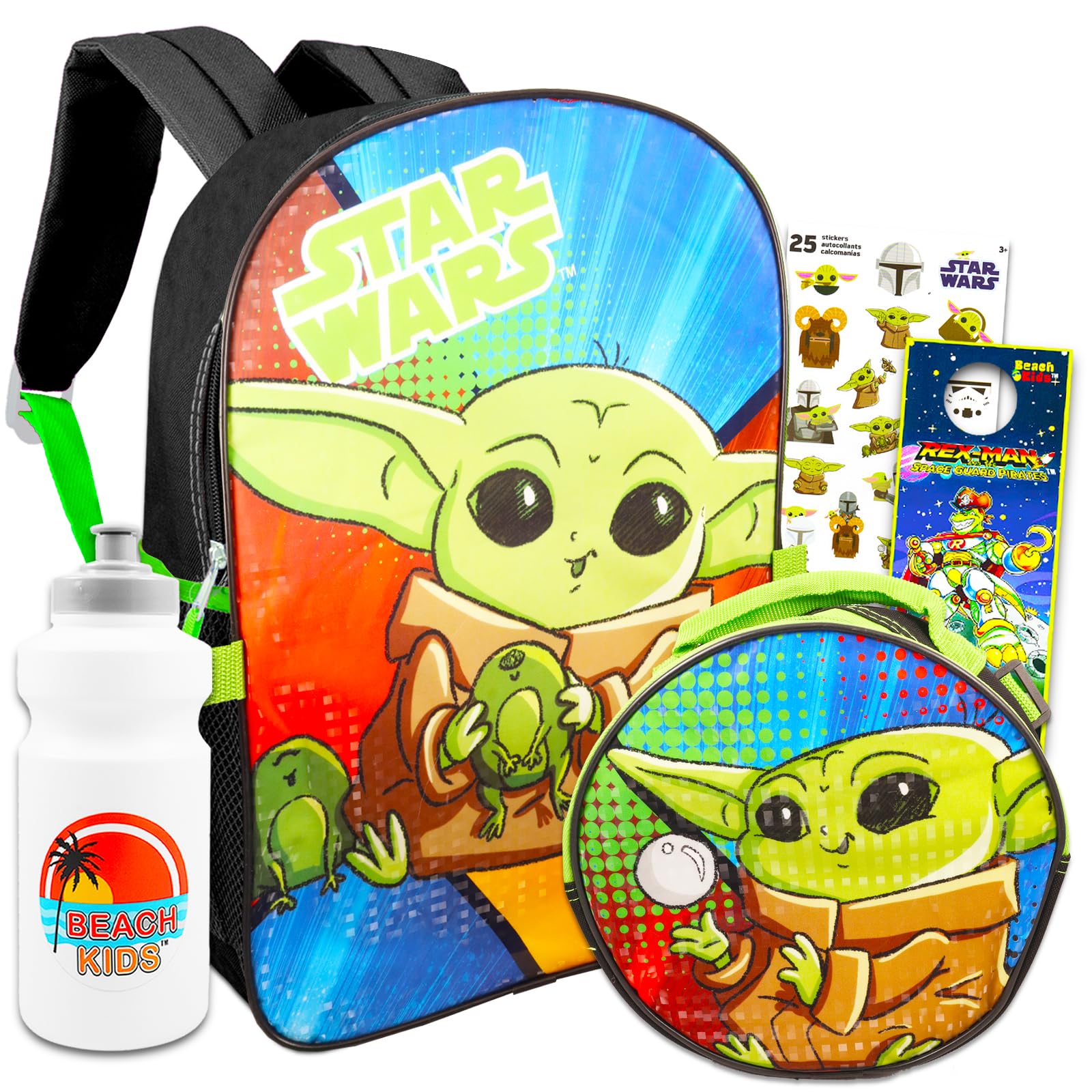 Amazon.com: Baby Yoda Backpack and Lunch Box Set for Kids - Bundle with ...