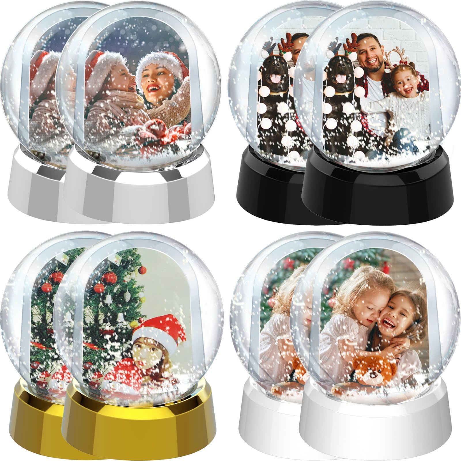 Amazon.com: 3 Pack Christmas Photo Snow Globe Craft Floating Water ...