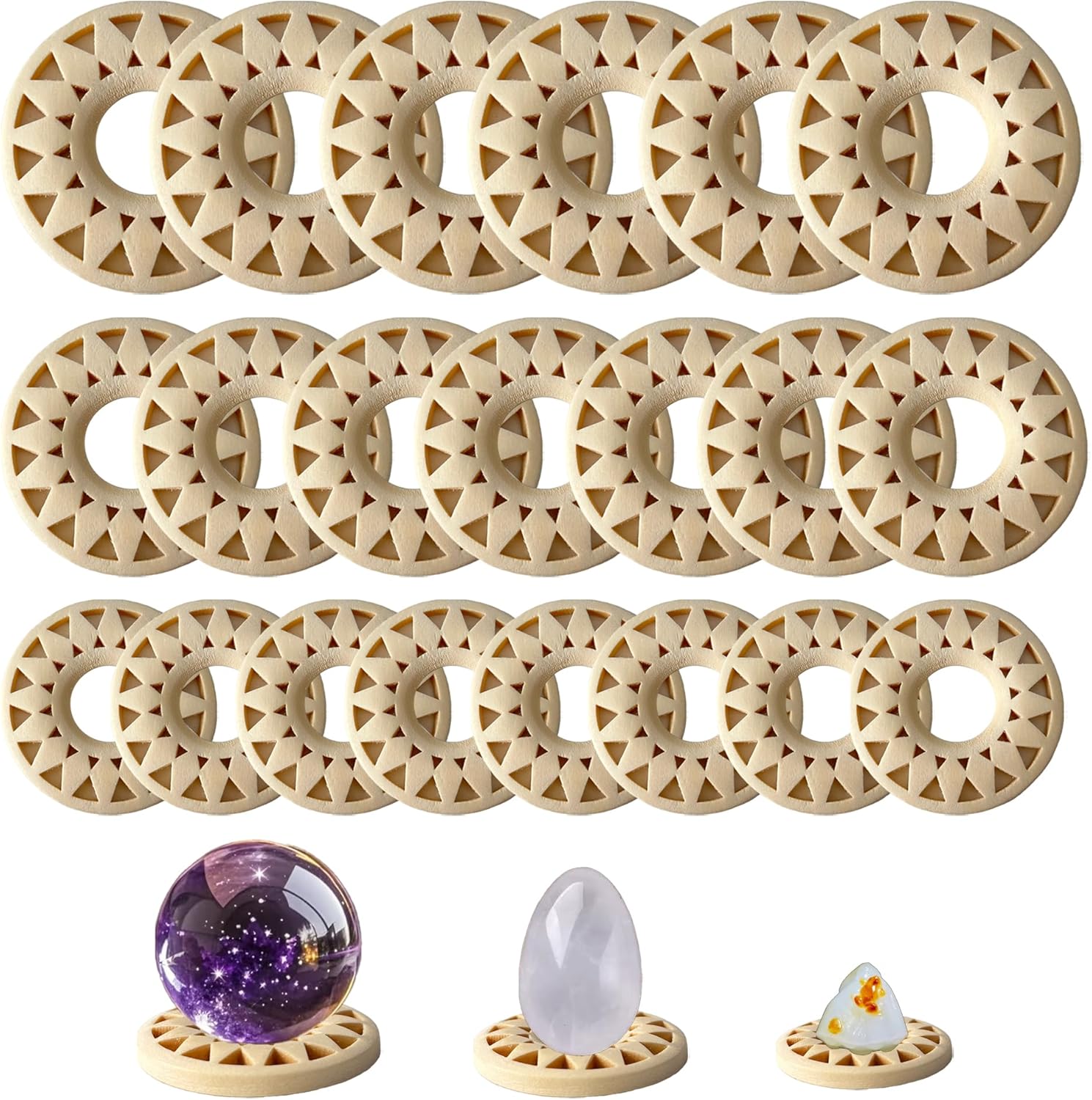 Amazon.com: TQFXGLL 36 Pcs Refined Sphere Stand Wood, 3 Size Crystal ...