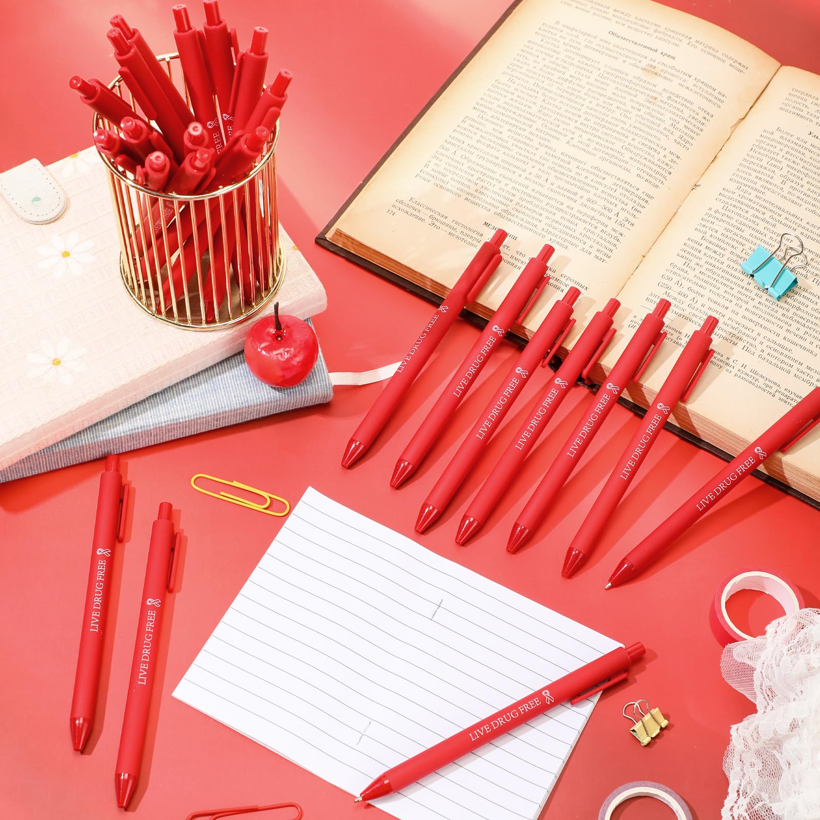 Snapklik.com : 50 Pcs Red Ribbon Week Pen Red Ribbon Awareness Pen Live ...