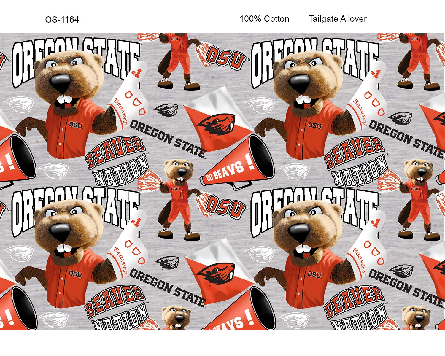 Amazon.com: SYKEL ENTERPRISES Oregon State Cotton Fabric with Mascots ...