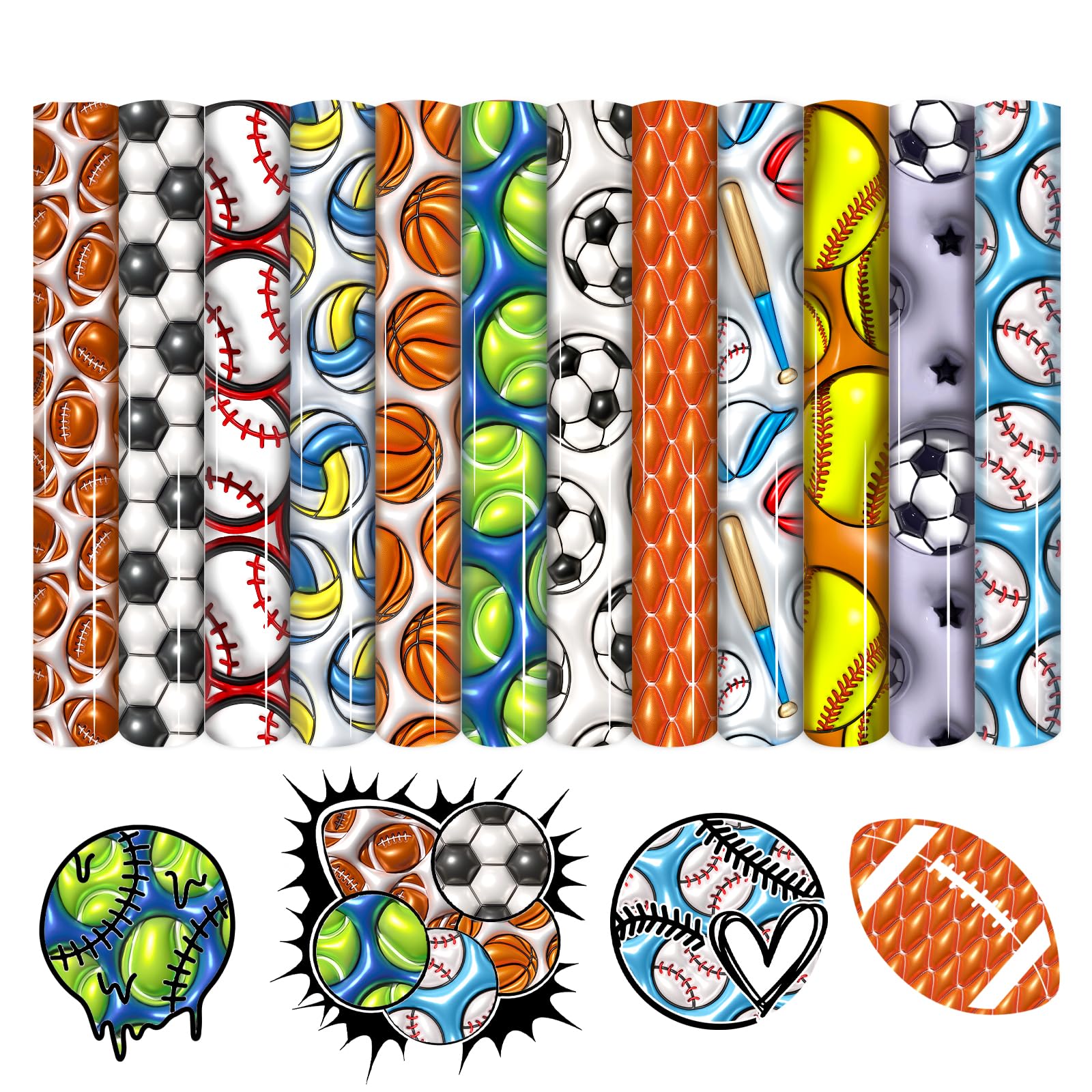 Amazon.com: HTVSTD 3D inflated Patterned HTV Vinyl - 12 Sheets 12"x10 ...