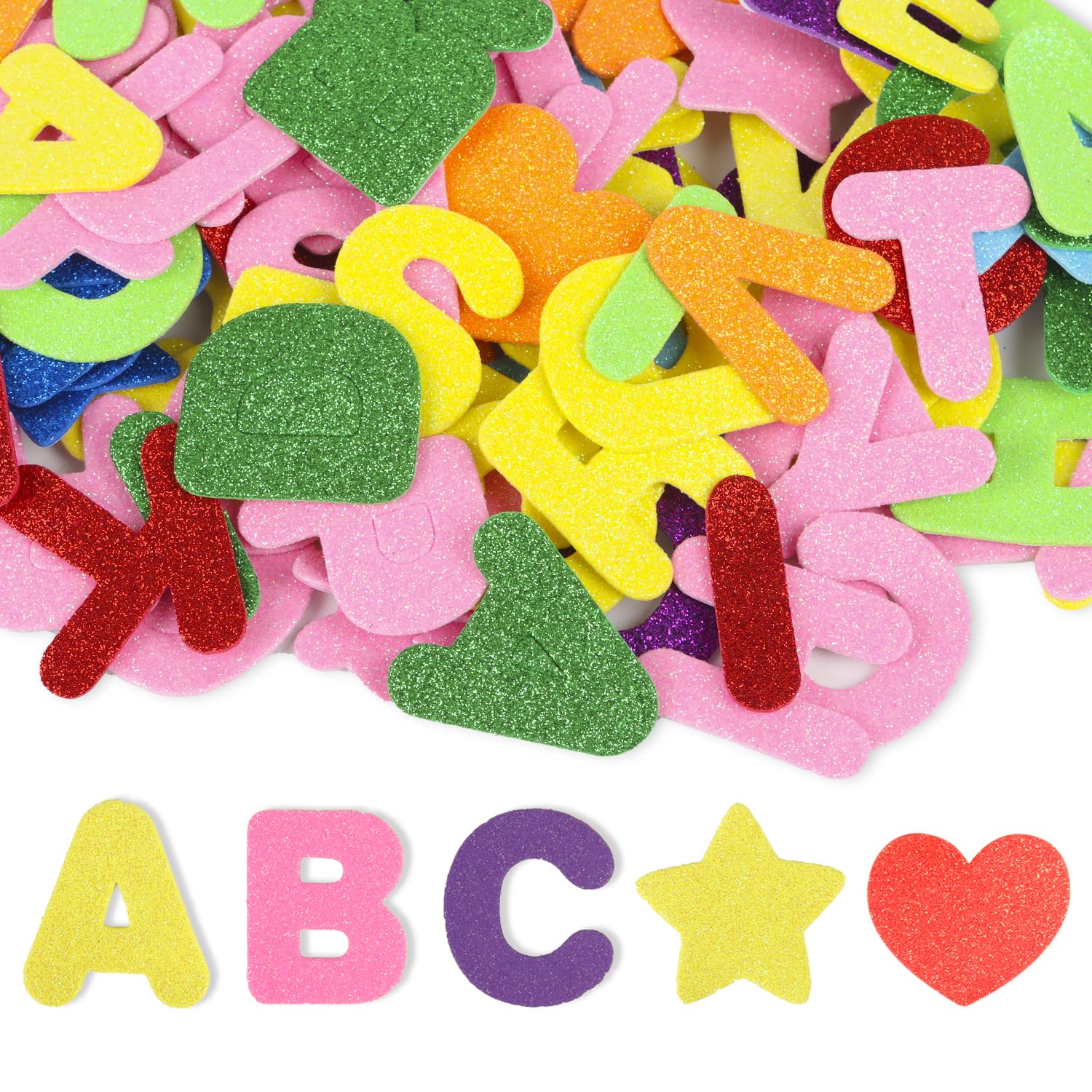 Amazon.com: LOKIPA 280PCS Foam Letters Stickers, 10 Colors Glitter Foam ...