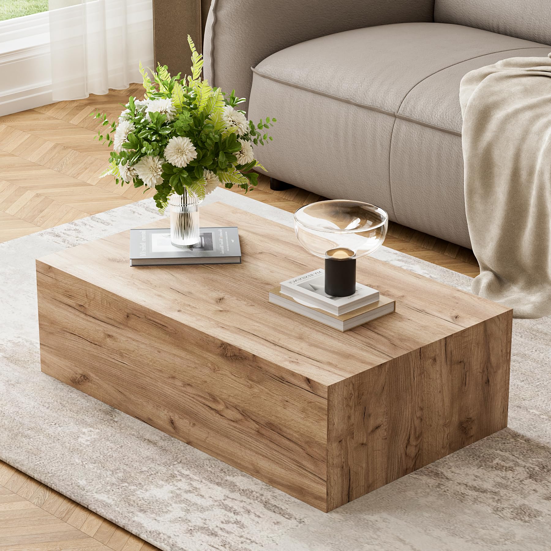Amazon.com: Wood Coffee Table MDF Rectangle Center Table Modern ...