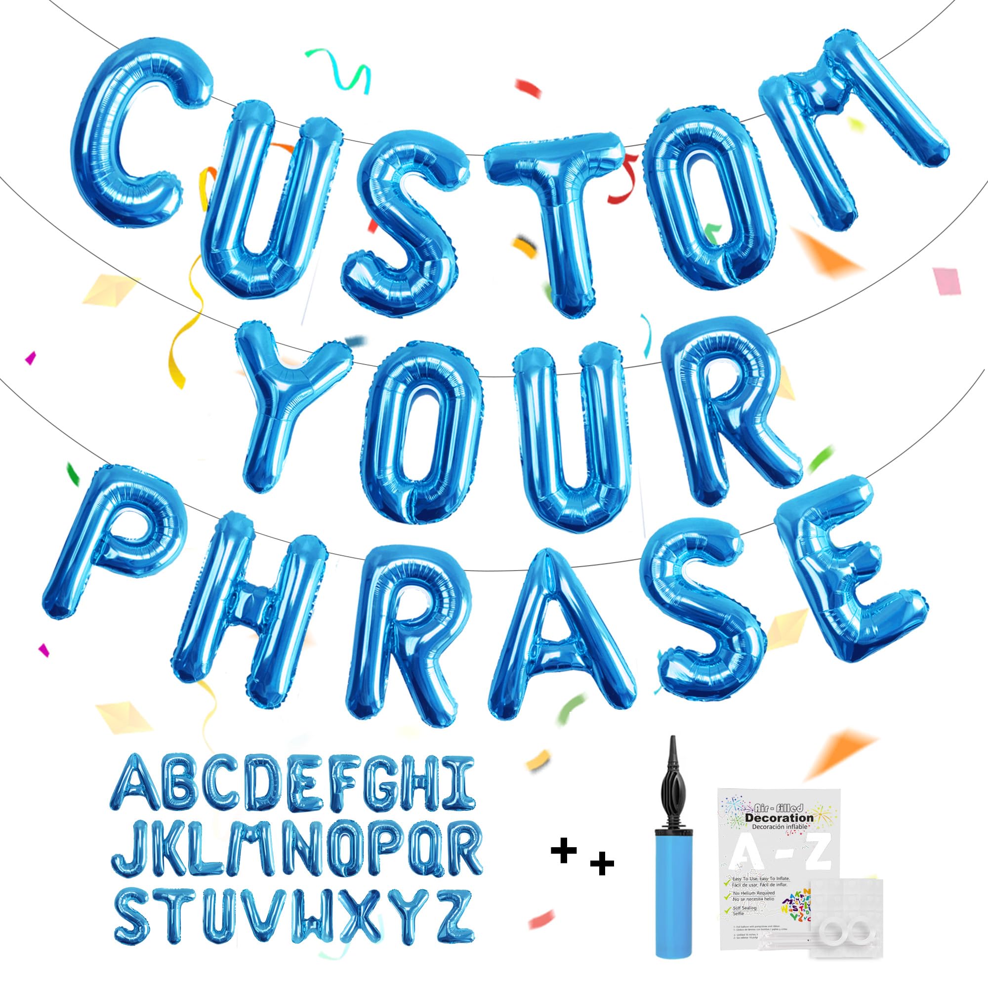 Amazon.com: TangTuan 53pcs Medium Blue Letter Balloons, Custom A-Z Set ...
