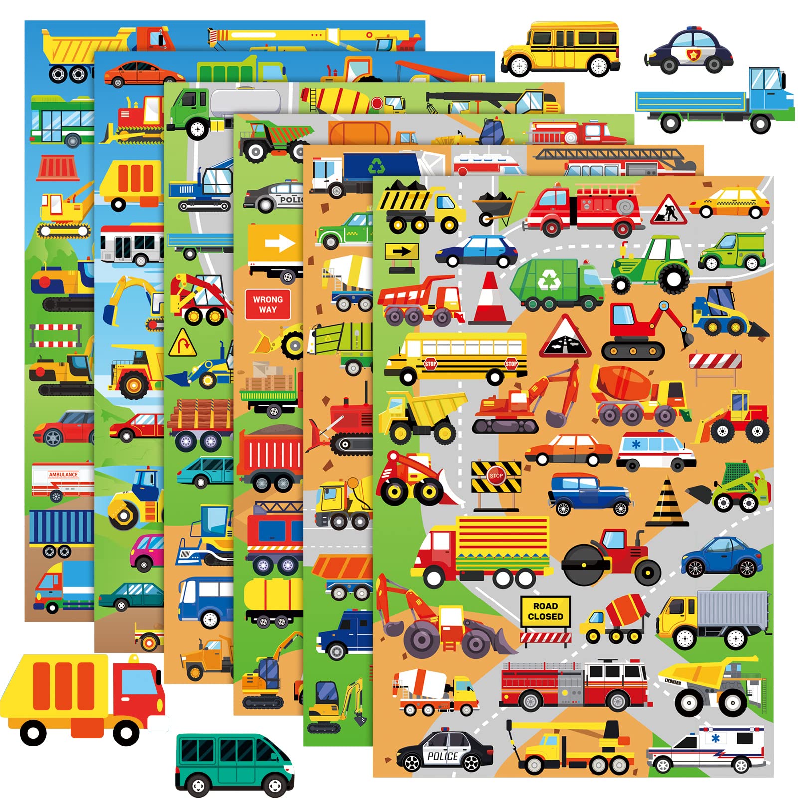 Amazon.com: 48 Sheets Vehicle Sticker for Kid Fire Truck Police Car ...