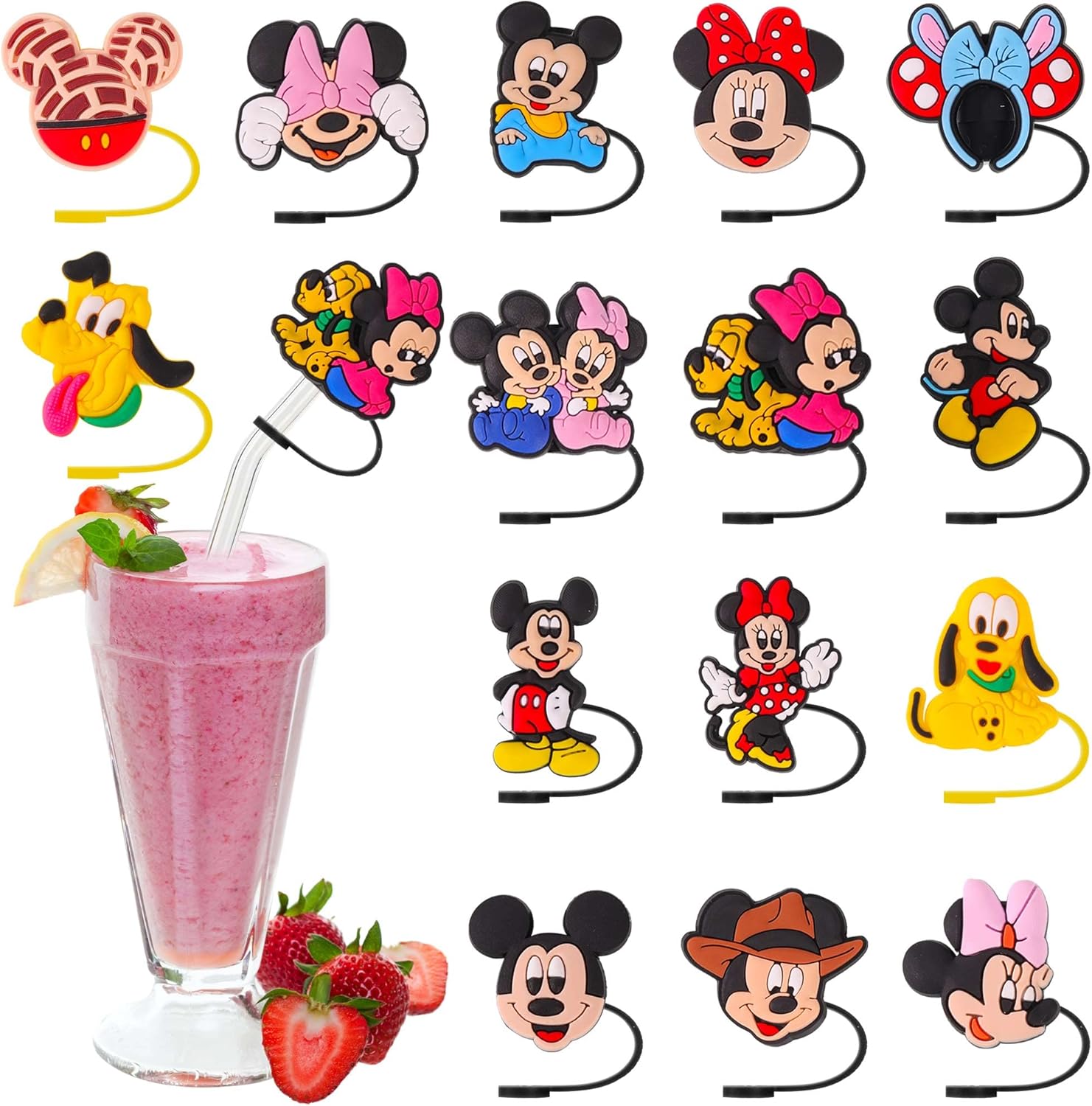 Amazon.com: 15PCS Straw Covers Straw Covers Cap Cute Silicone Reusable ...