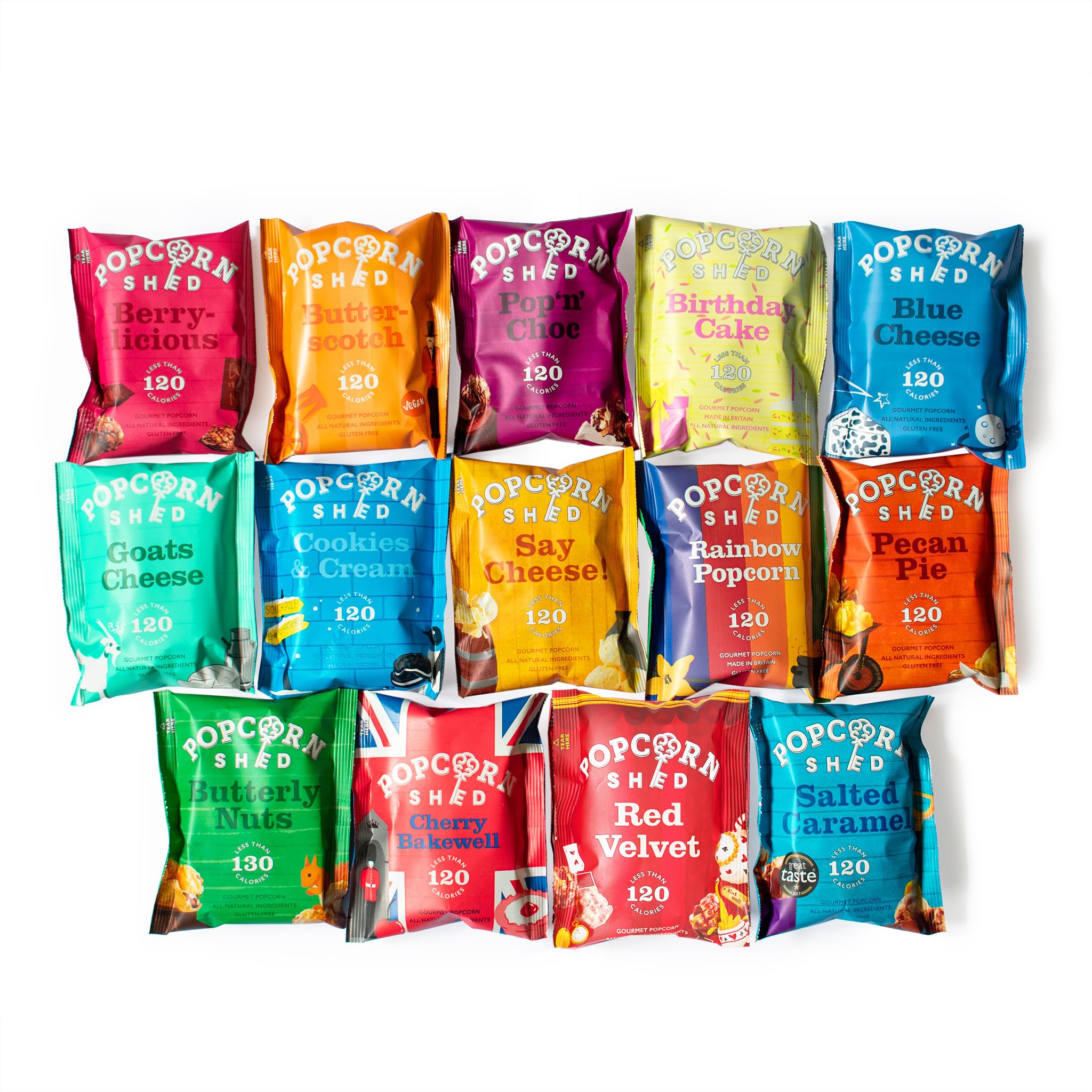 Popcorn Shed Mixed Variety Snack Pack of 14 Different Popcorn Flavours ...