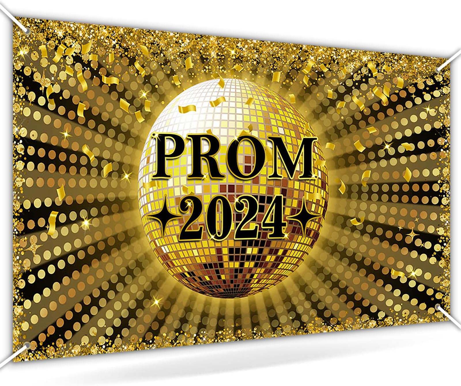 Amazon.com: Prom 2023 Banner, Black and Gold Photo Booth Backdrop Prom ...