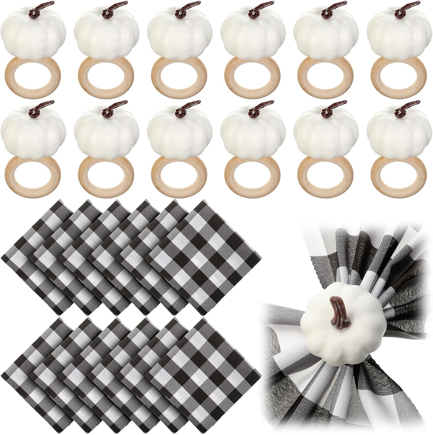 Amazon.com: Remerry Fall Thanksgiving Napkin Rings Set of 24 Pumpkin ...