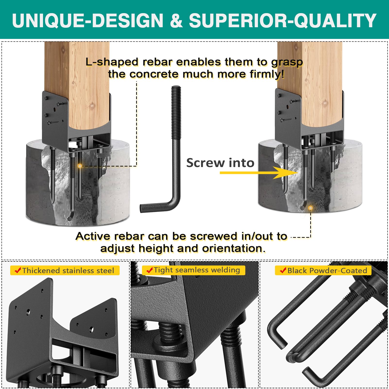 Snapklik.com : Antsky Heavy Duty Stainless Steel Post Base Anchor ...
