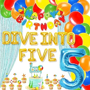 Amazon.com: LaVenty Dive Into Five Balloons Dive Into Five Birthday Party Decoration Dive Into ...