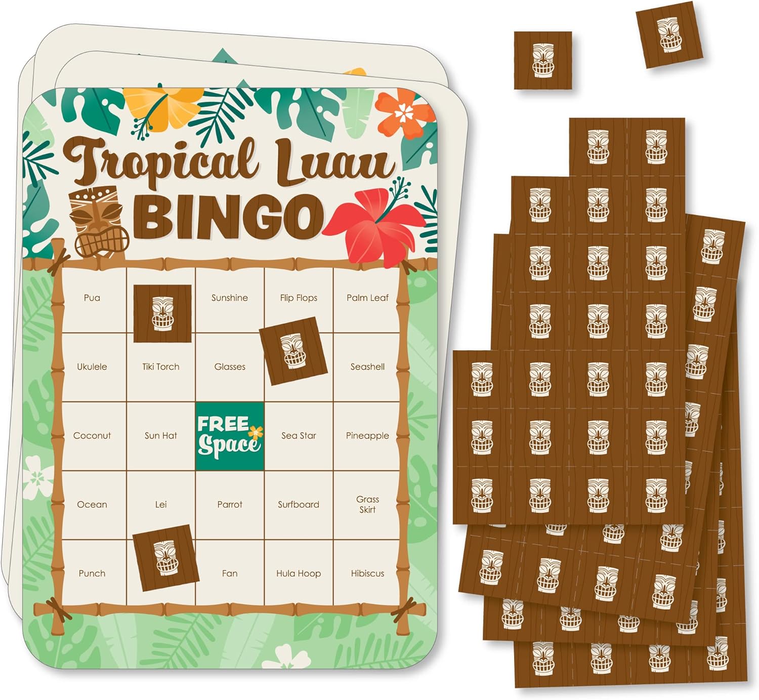 Amazon.com : Big Dot of Happiness Tropical Luau - Bingo Cards and ...