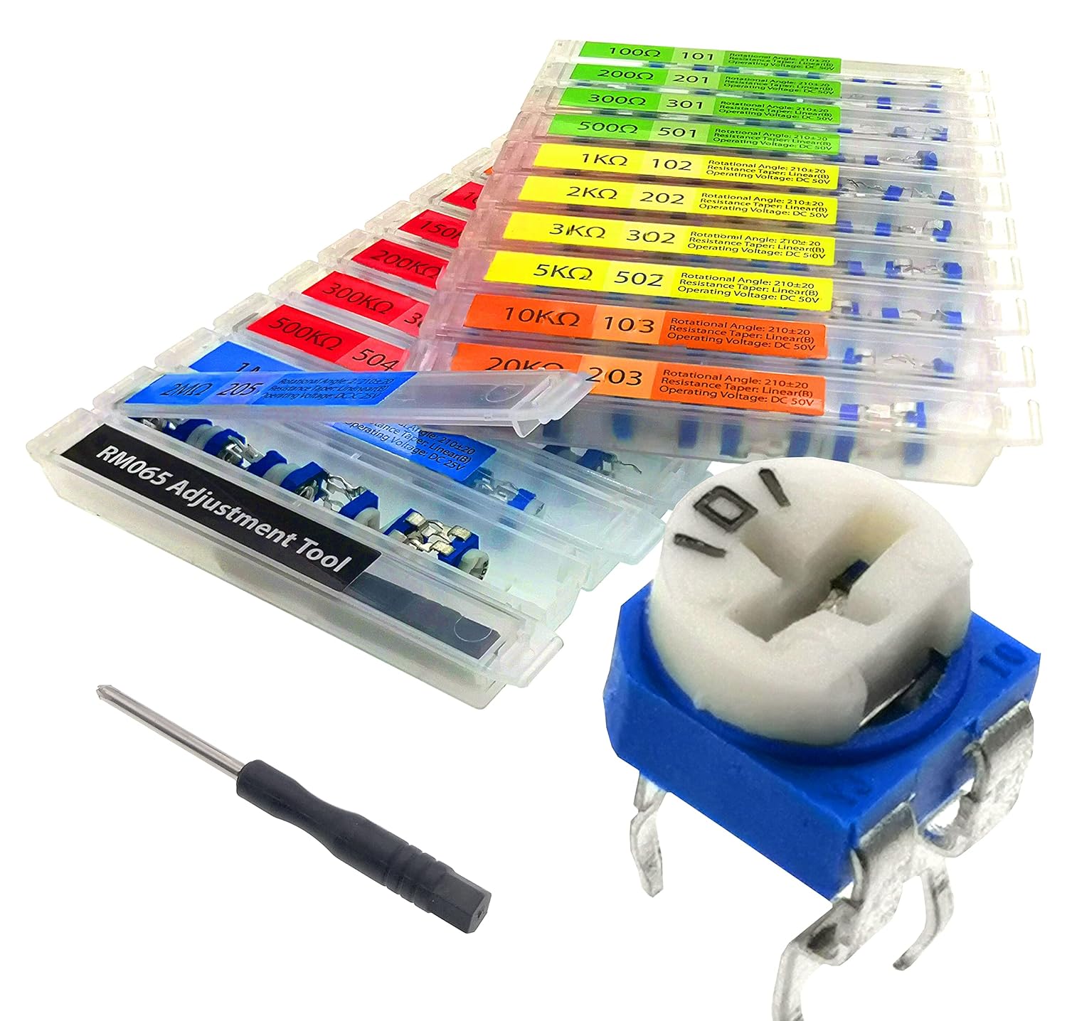 EEEEE 19 Values 152 pcs 100 Ohm- 2M Ohm Variable Resistor 6mm RM065 ...