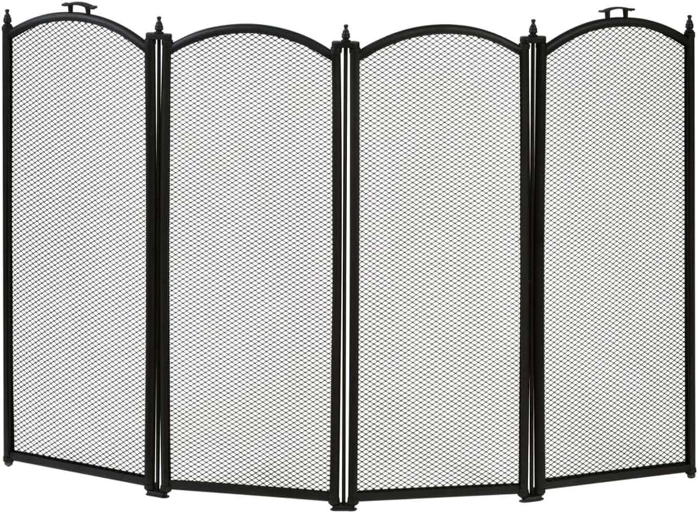 SAVING HUB Large Folding Fire Guard Black - 4 Panel Fireplace Spark ...