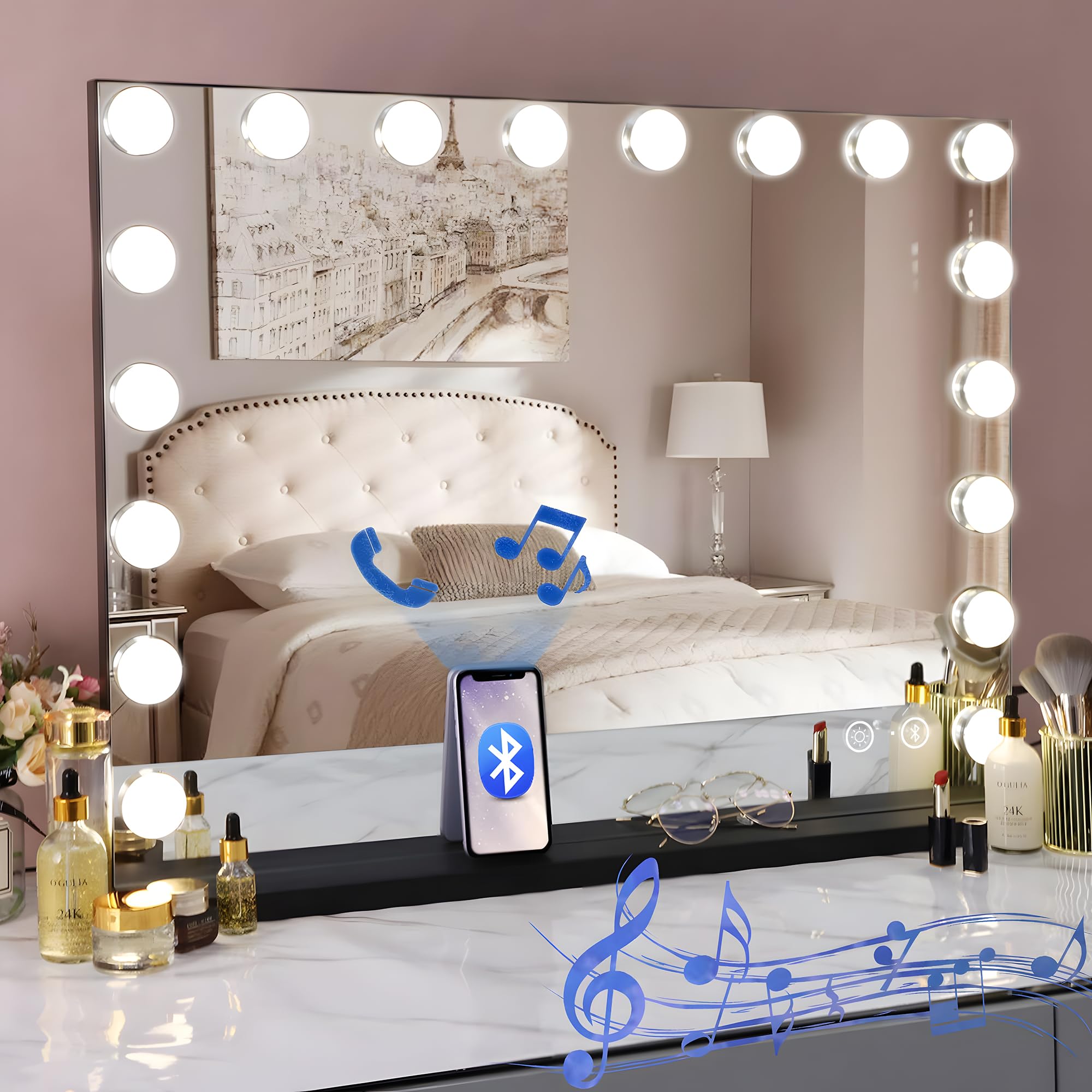 Wireless Makeup Mirrors 2021 New Oval Shape LED Lighted Bluetooth