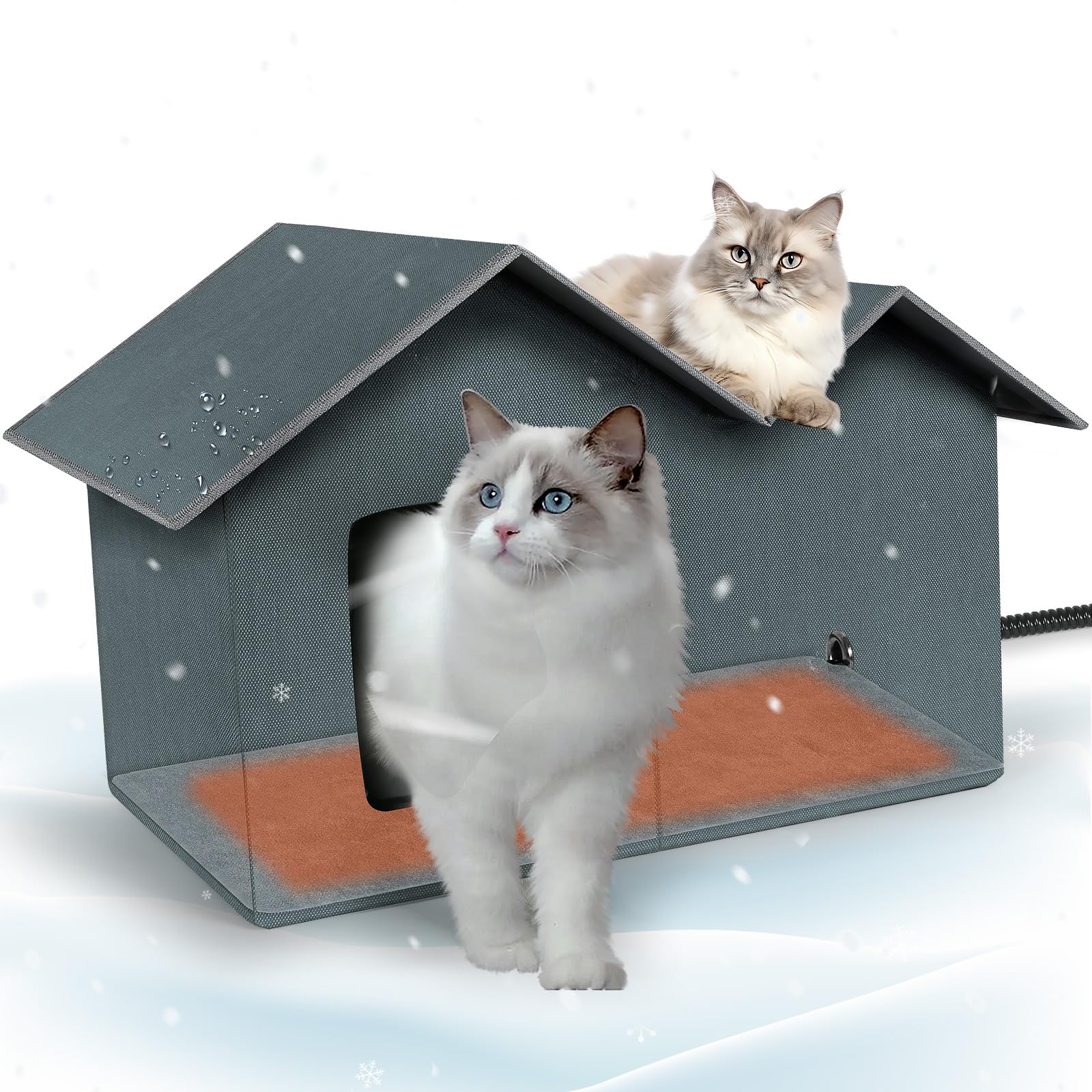 Large Heated Cat House for Outdoor Cats in Winter with Heating Pad ...