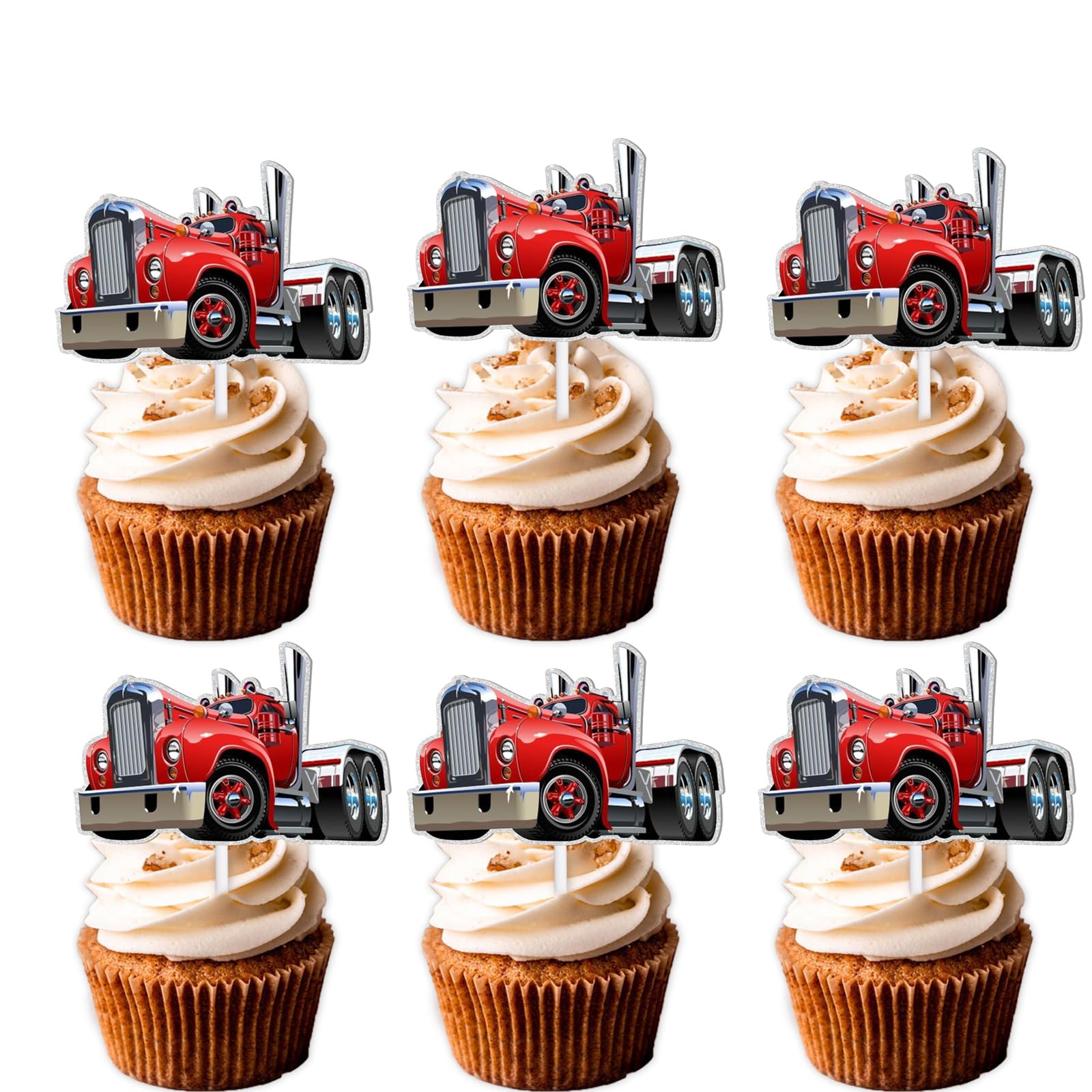 Amazon.com: 18pcs Red Glitter Heavy Car Dessert Cupcake Topper Race Car ...