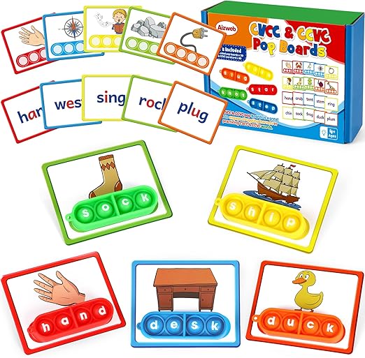 Amazon.com: Aizweb CVCC & CCVC Word Game,Mini Pop Board Fidget Sensory ...