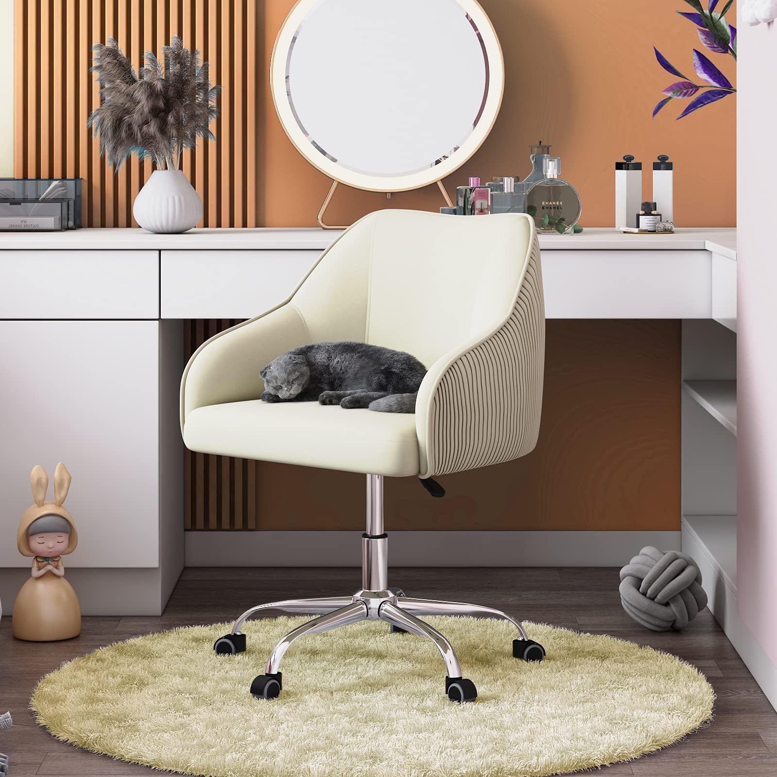 Amazon.com: CAELUM Beige Cute Desk Chair for Teen Girl Kids, Home ...