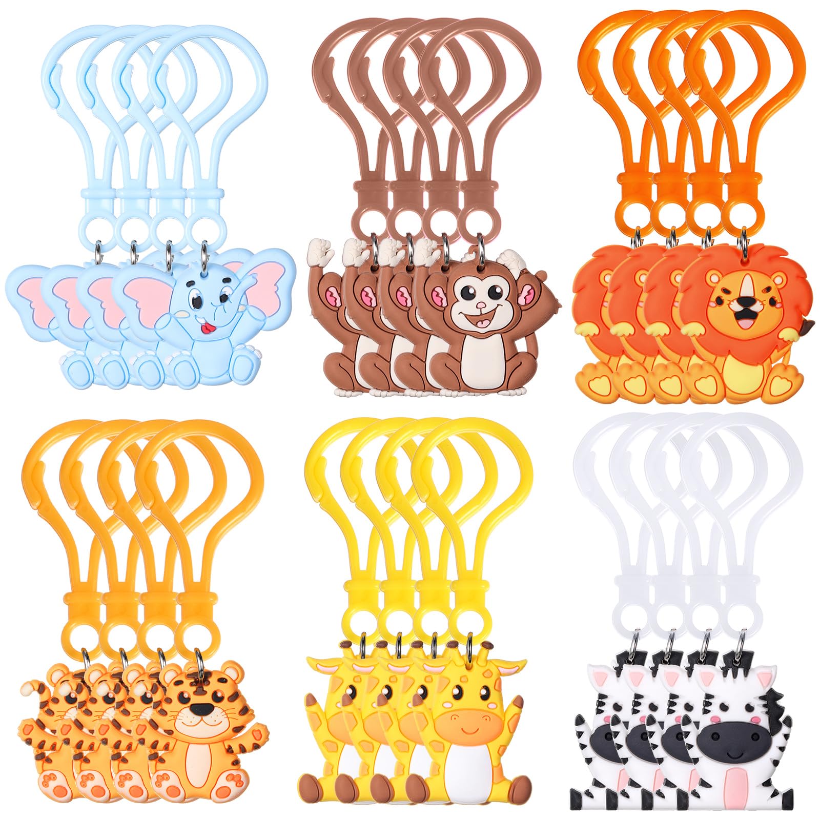 Amazon.com: Jadive 24 Pcs Jungle Animal Keychains Safari Party Favors ...