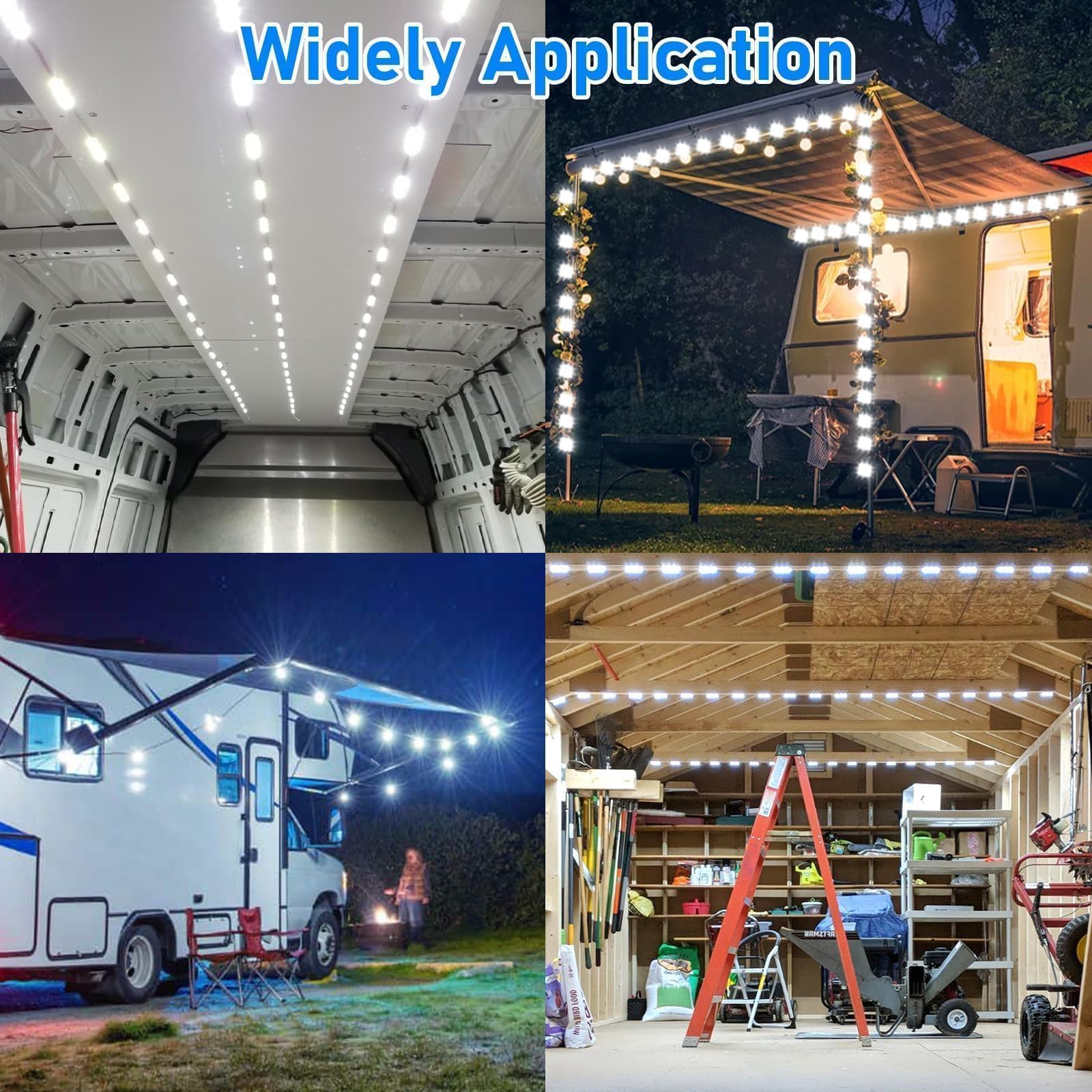 Van 12 Volt Led Light Fixtures Dimmable LED Lights 8 Pack RV Puck