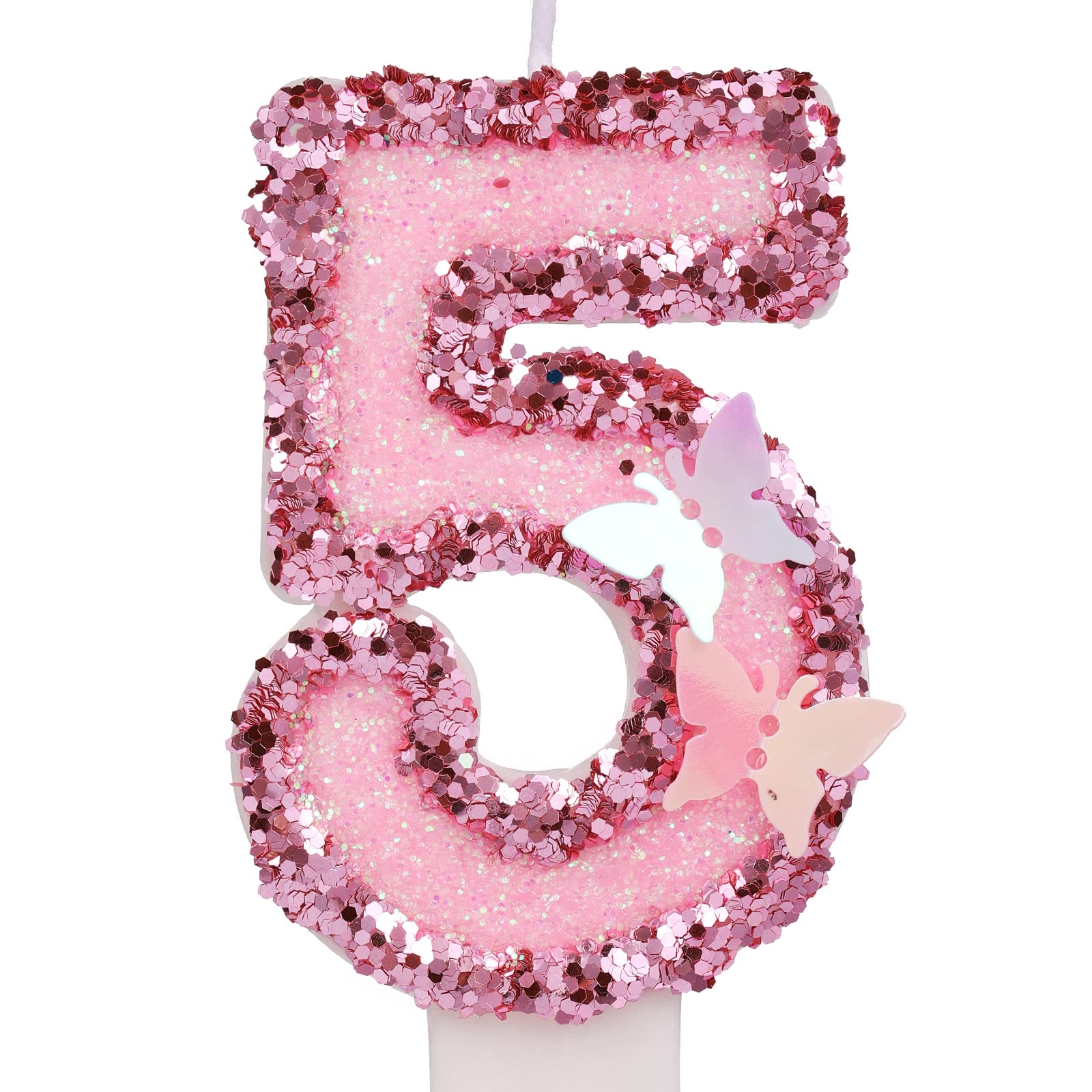2.95 Inch Birthday Number Candles, Glitter Pink Number Candles Cake ...