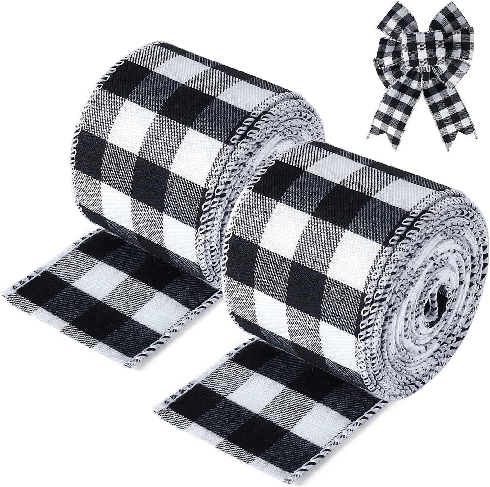 Amazon.com: 1.5" Black and White Checked Plaid Ribbon - Craig Bachman ...