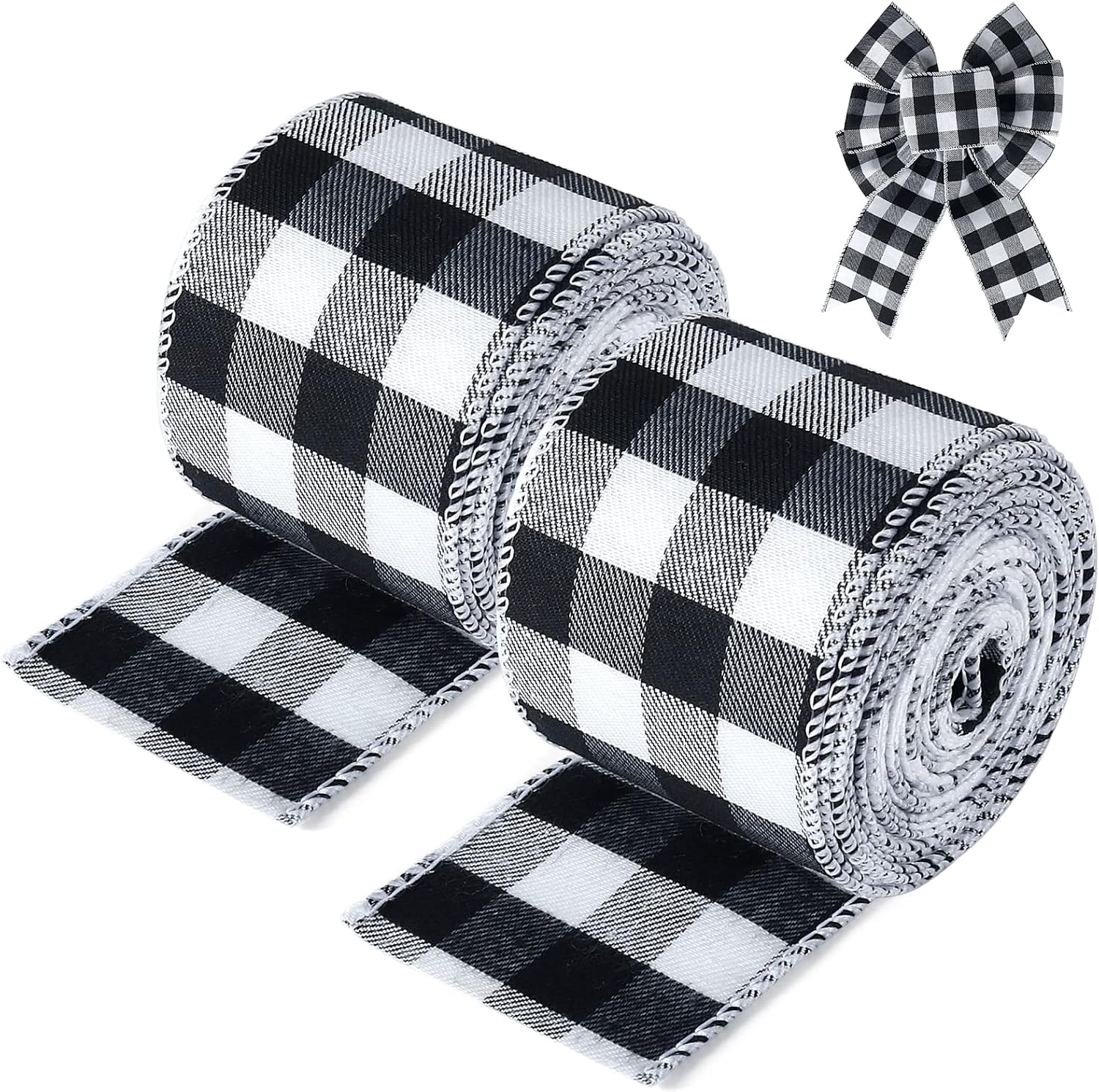 Amazon.com: 19.6 Yard 2.5 inch Wide Buffalo Plaid Ribbons Wired Edges ...