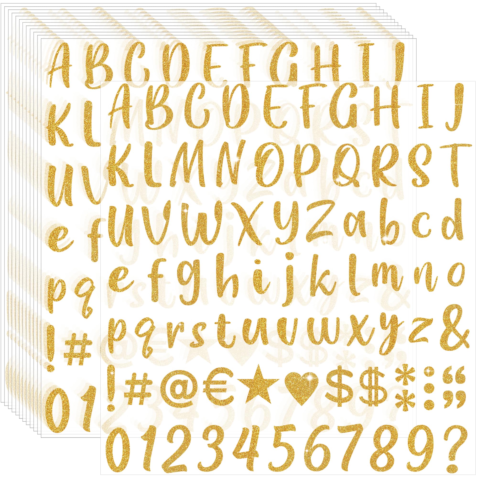 Amazon.com: 2430 Pcs 30 Sheets Gold Sticker Letters Glitter Letter ...