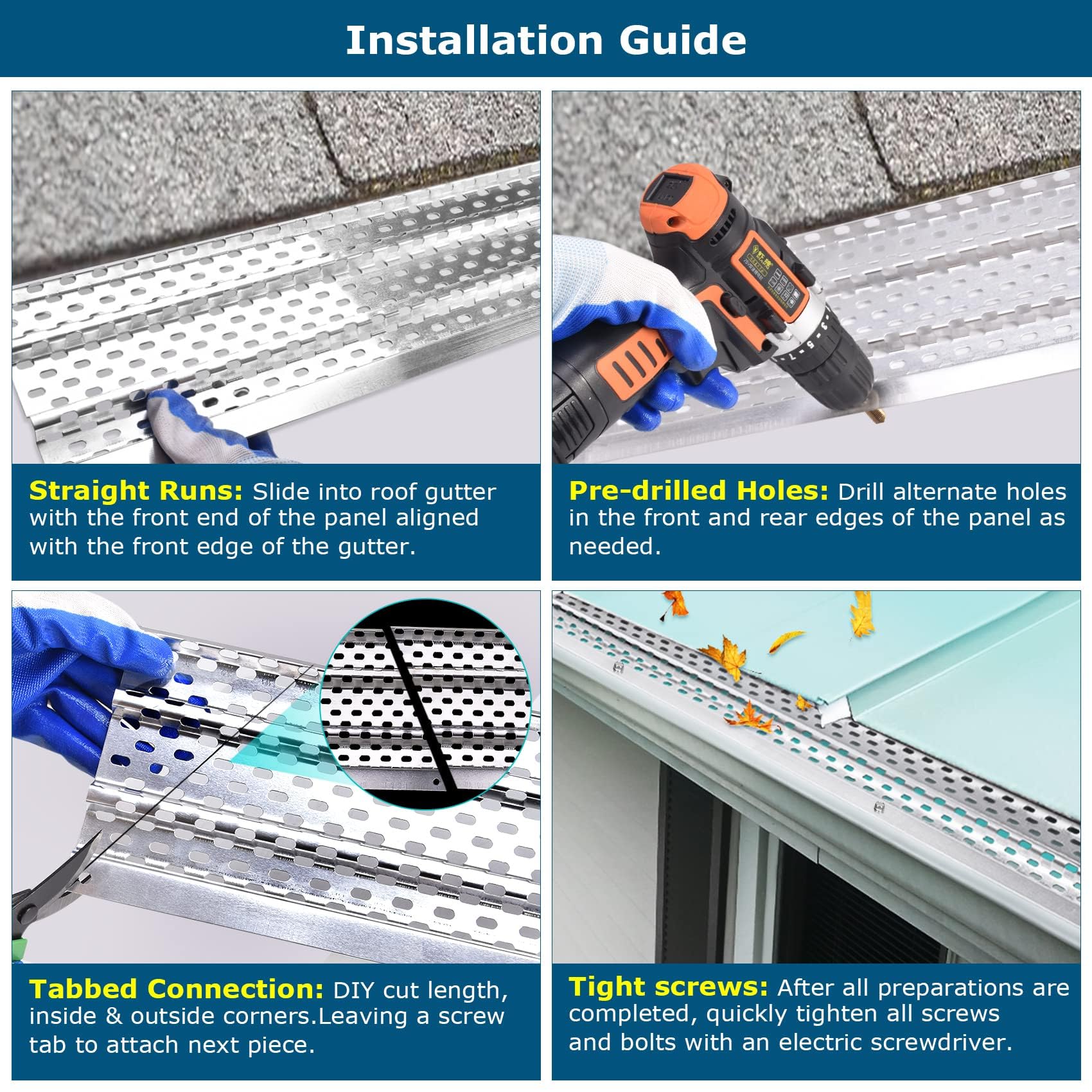 Snapklik.com : Seeutek Gutter Guards 5 Inch, 16pcs 40" Leaf Filters ...