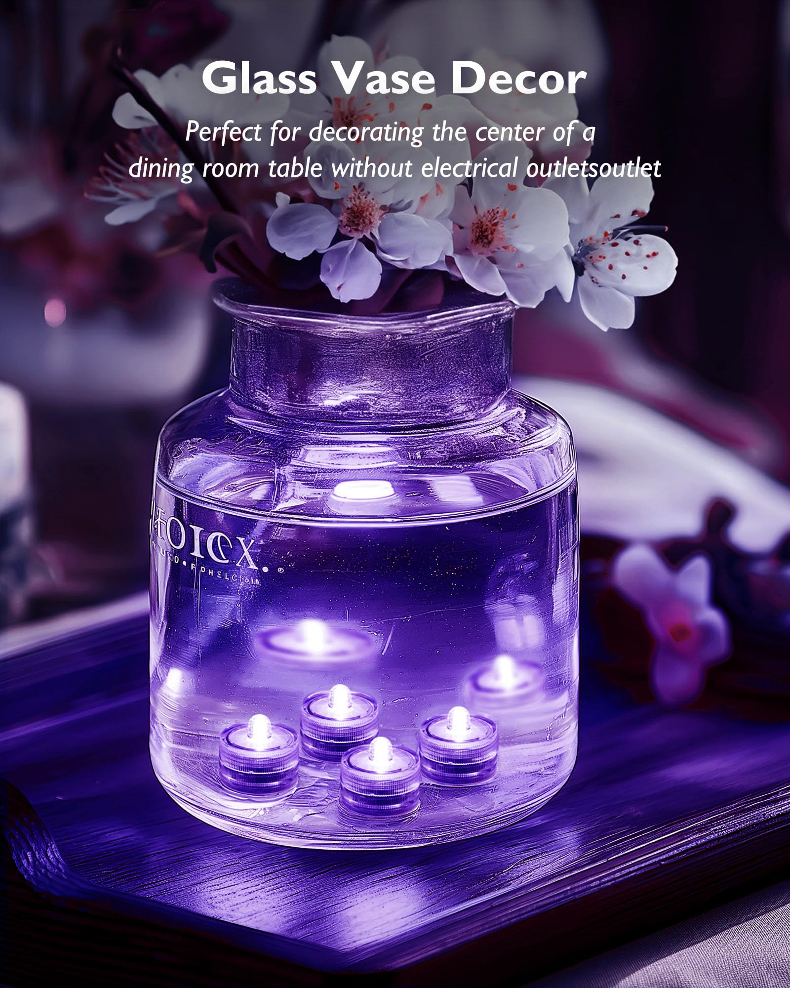 Purple Submersible Led Lights For Vases Submersible RGB LED Tea Lights