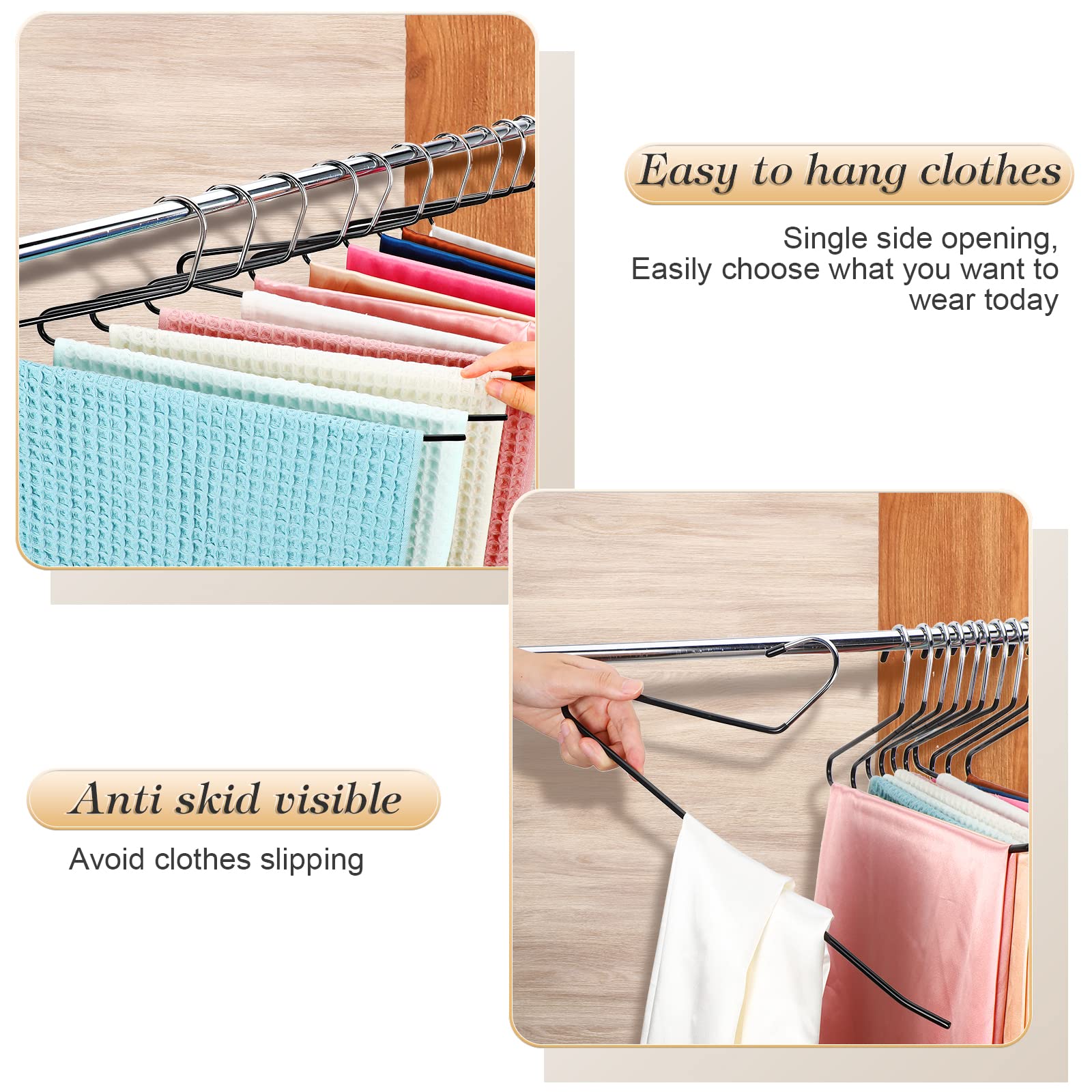 60 Pack Open Ended Pants Hangers, Metal Non Slip Trouser Hangers, Anti ...