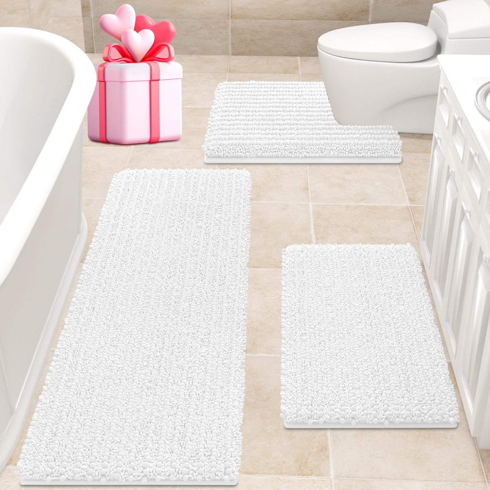 Amazon.com: HUXMEYSON 3 Piece Memory Foam Bathroom Rugs Sets, Non-Slip ...