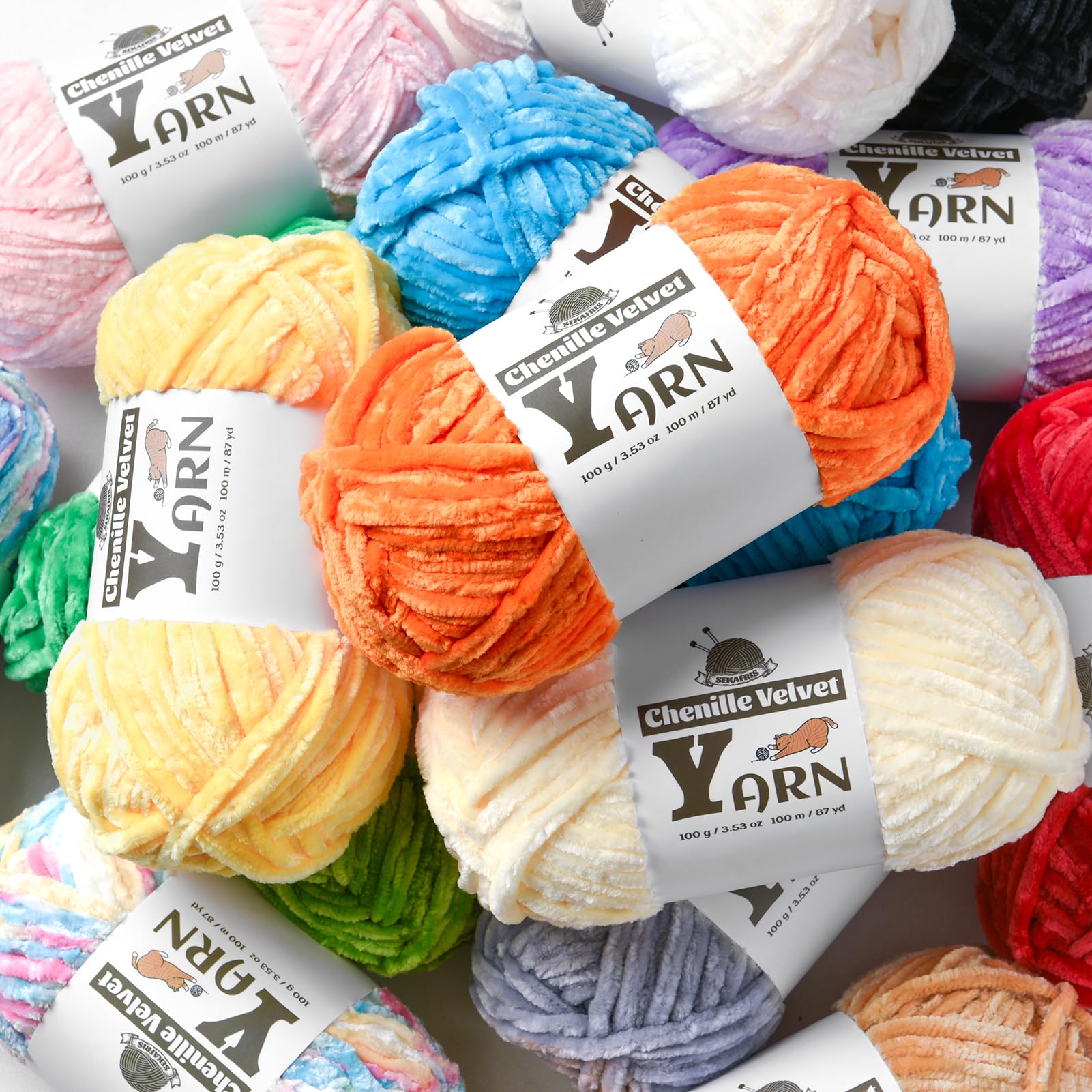 Snapklik.com : 3 Pack Plush Chenille Chunky Yarn - Fluffy Velvet Yarns ...