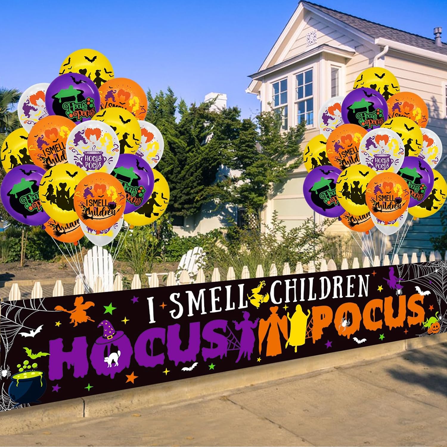 Amazon.com: Tentaquil Hocus Pocus Halloween Banner with Balloons - I ...