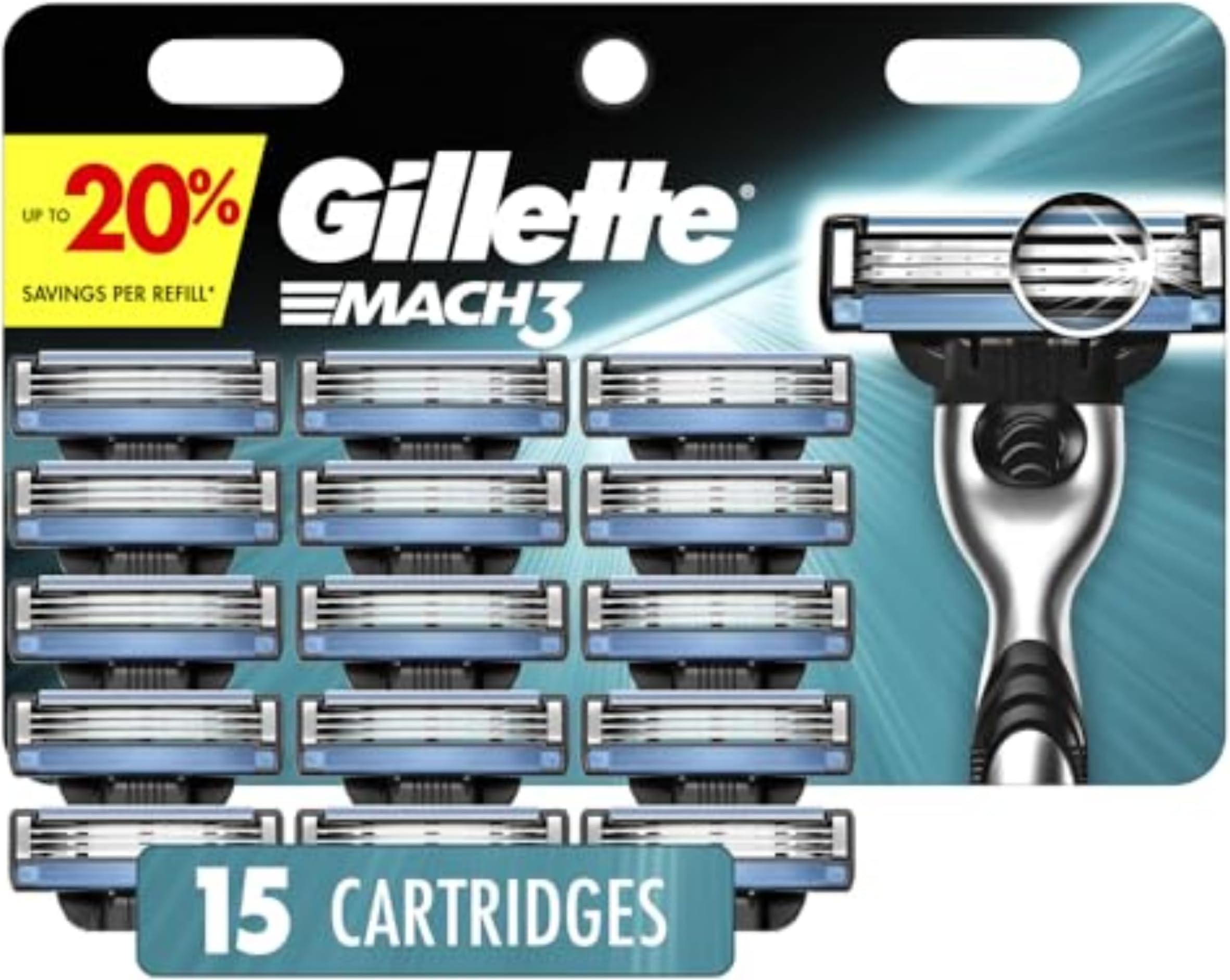 Amazon.com: Gillette Mach3 Men's Razor Blades, Pack of 20 Refill Blades ...
